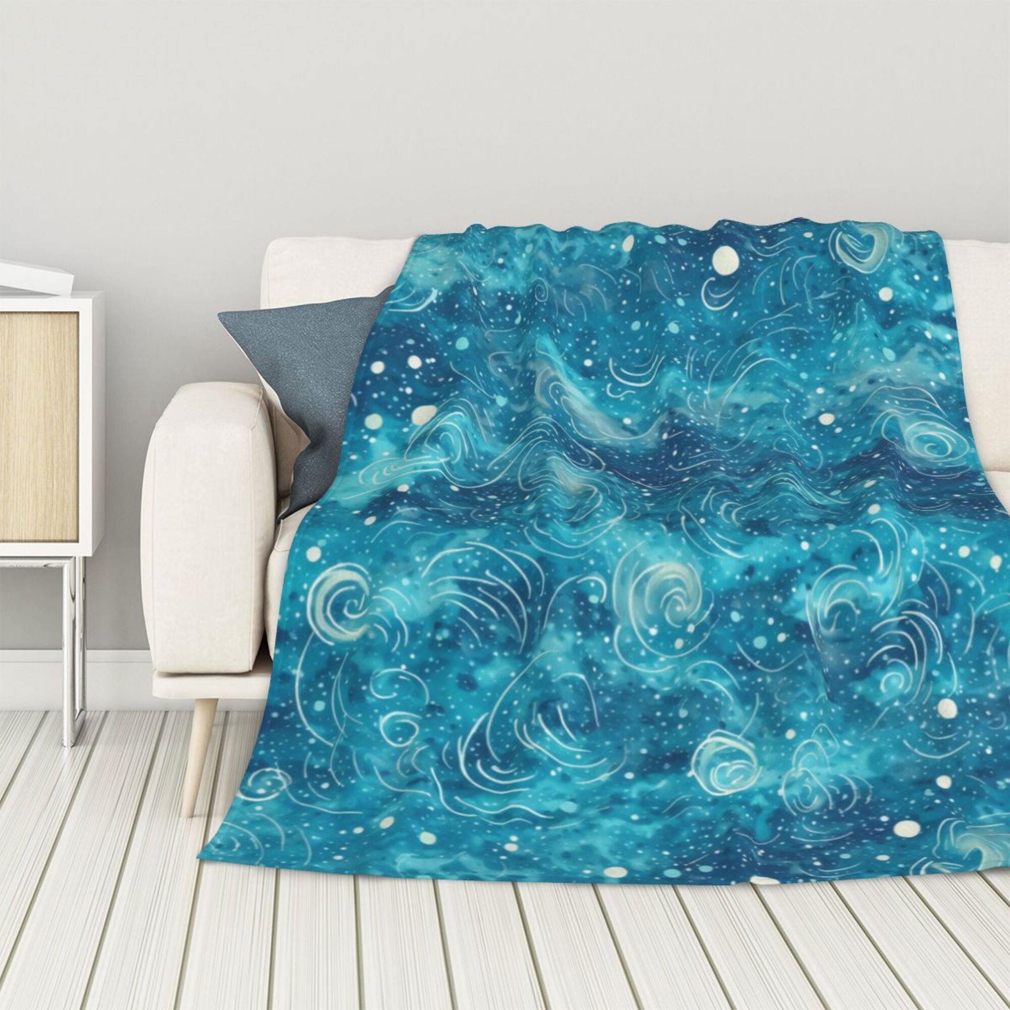 ZNDUO Lightweight Microfiber Bed Blanket, Blue Abstract Cloud Texture ...