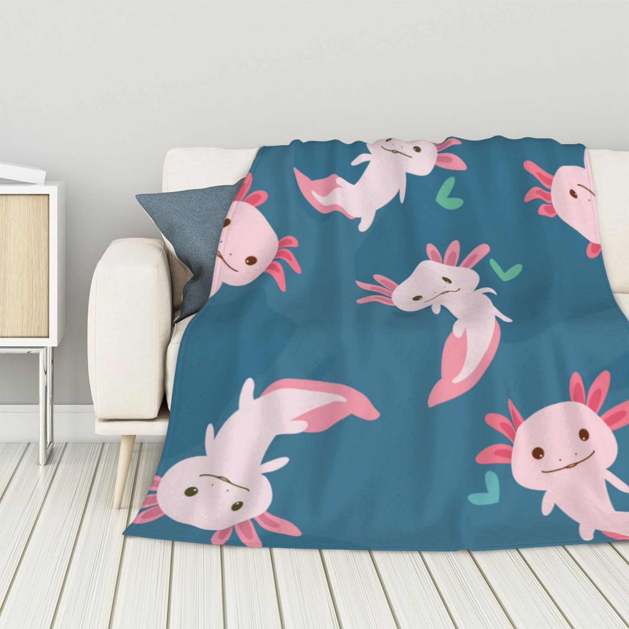 ZNDUO Lightweight Microfiber Bed Blanket, Blue Axolot Lizard Pattern ...