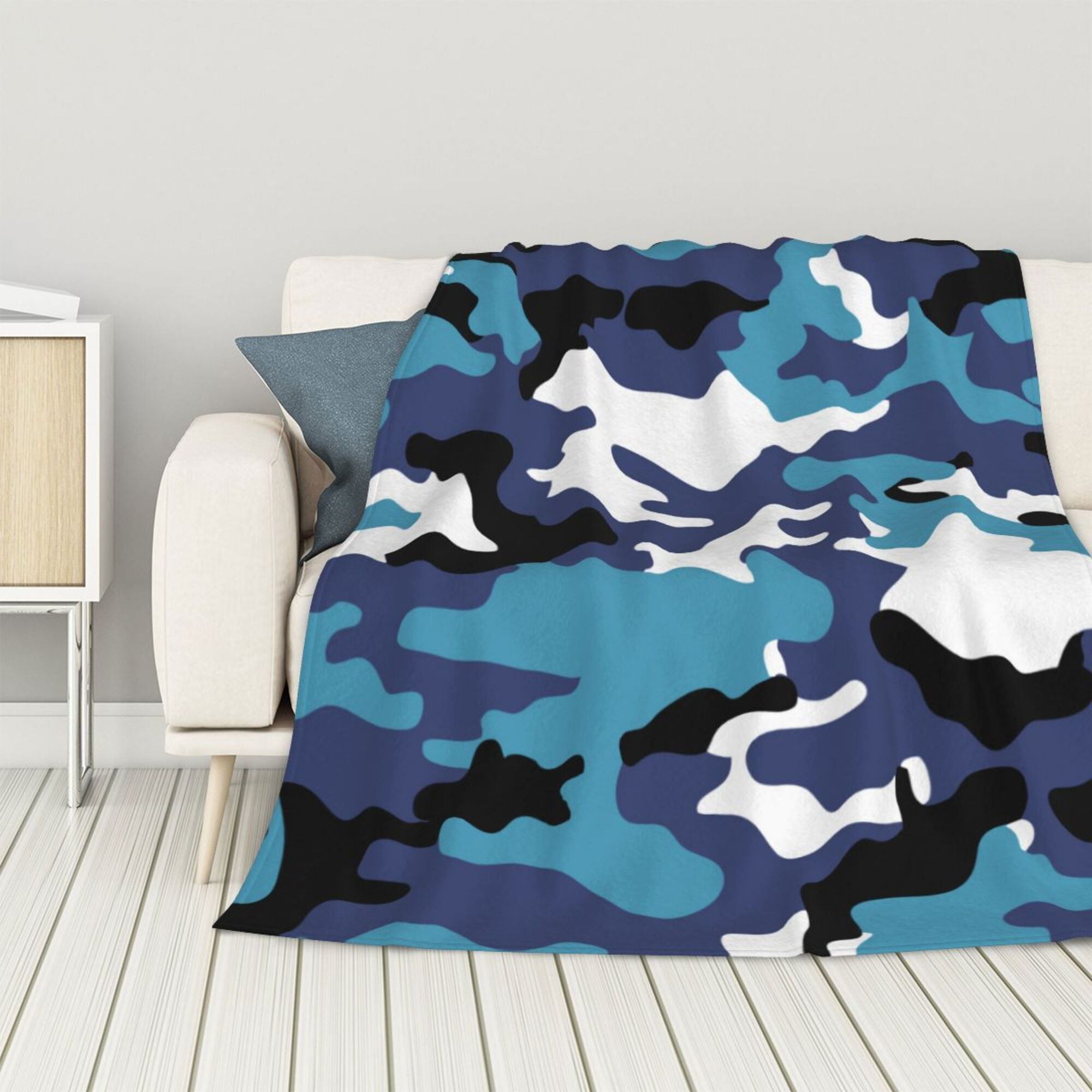 ZNDUO Lightweight Microfiber Bed Blanket, Blue Black Camo Texture ...