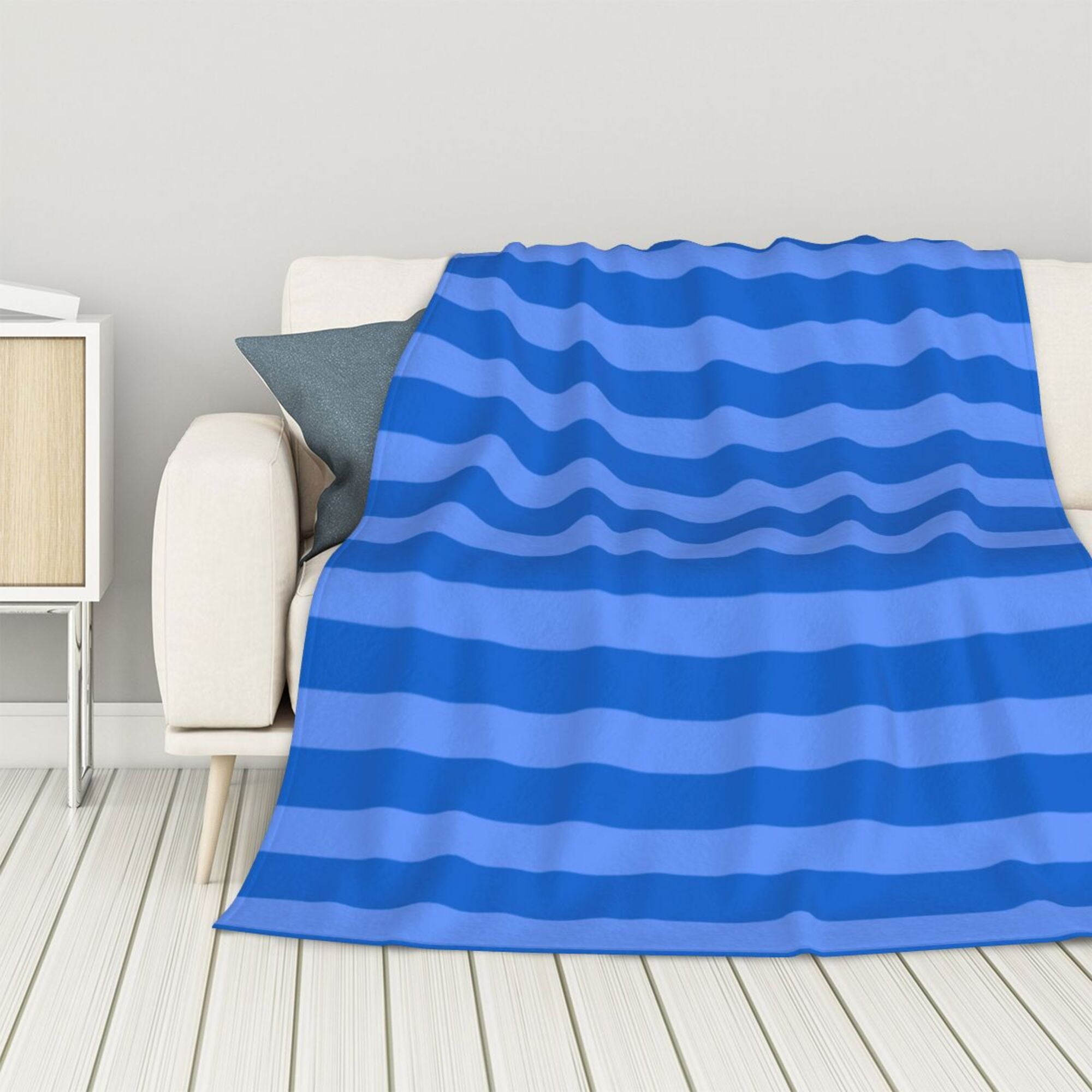 ZNDUO Lightweight Microfiber Bed Blanket, Blue Line Art Pattern Super ...