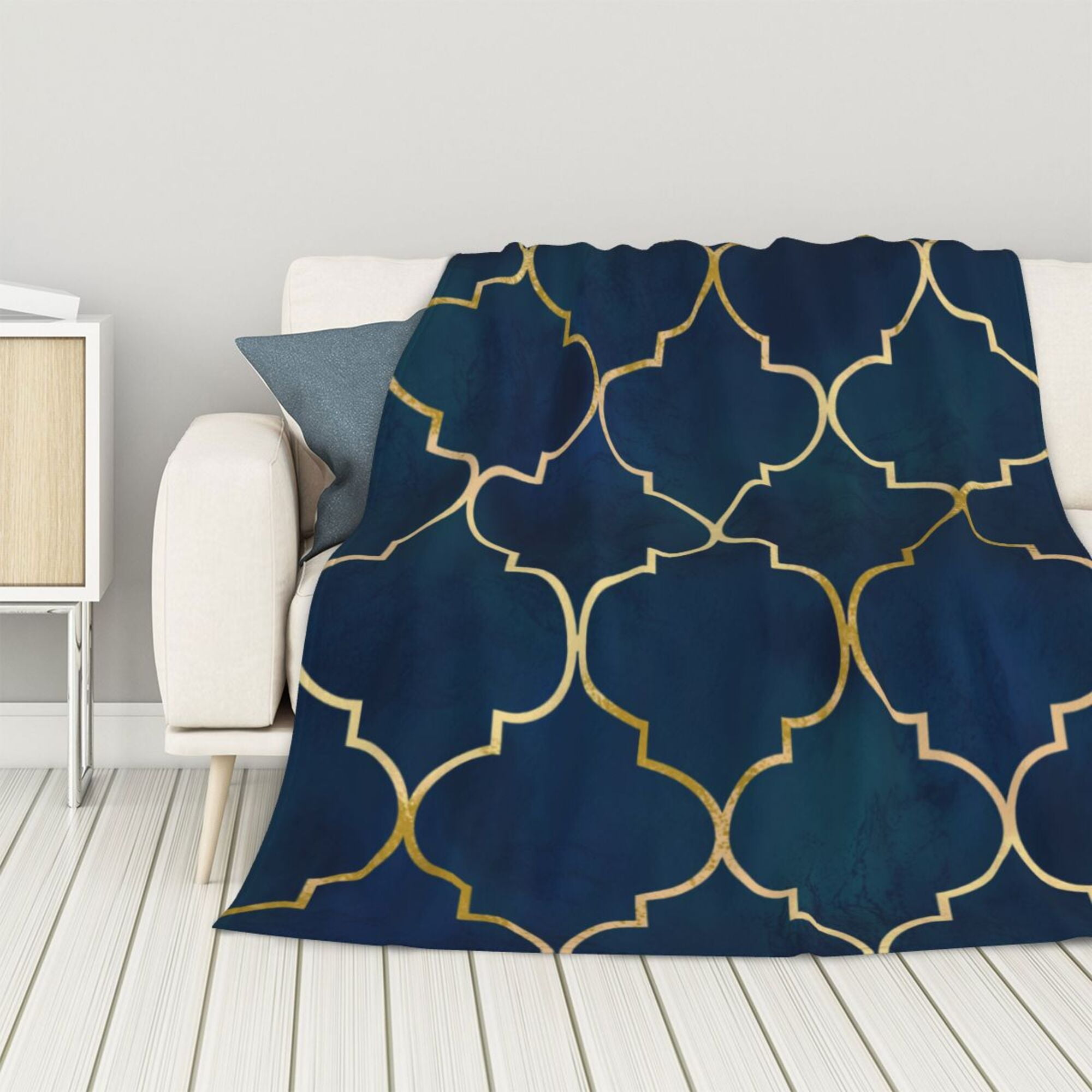 ZNDUO Lightweight Microfiber Bed Blanket, Blue Minimalism Pattern Super ...