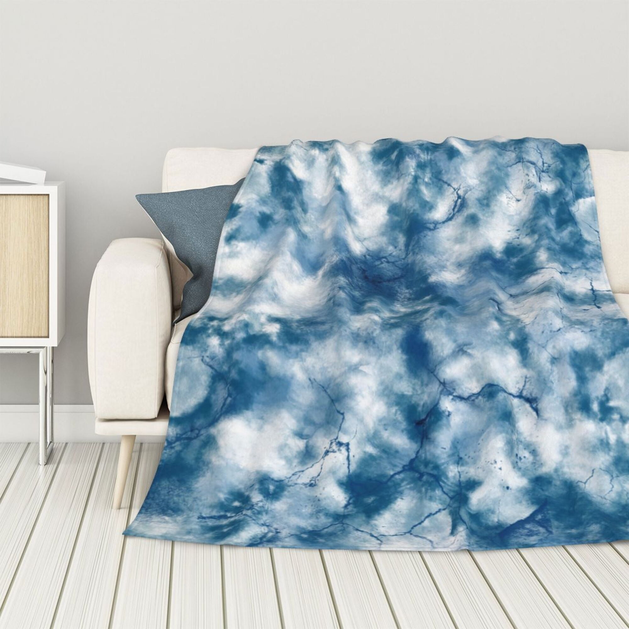 ZNDUO Lightweight Microfiber Bed Blanket, Blue Water Tie-dye Pattern ...