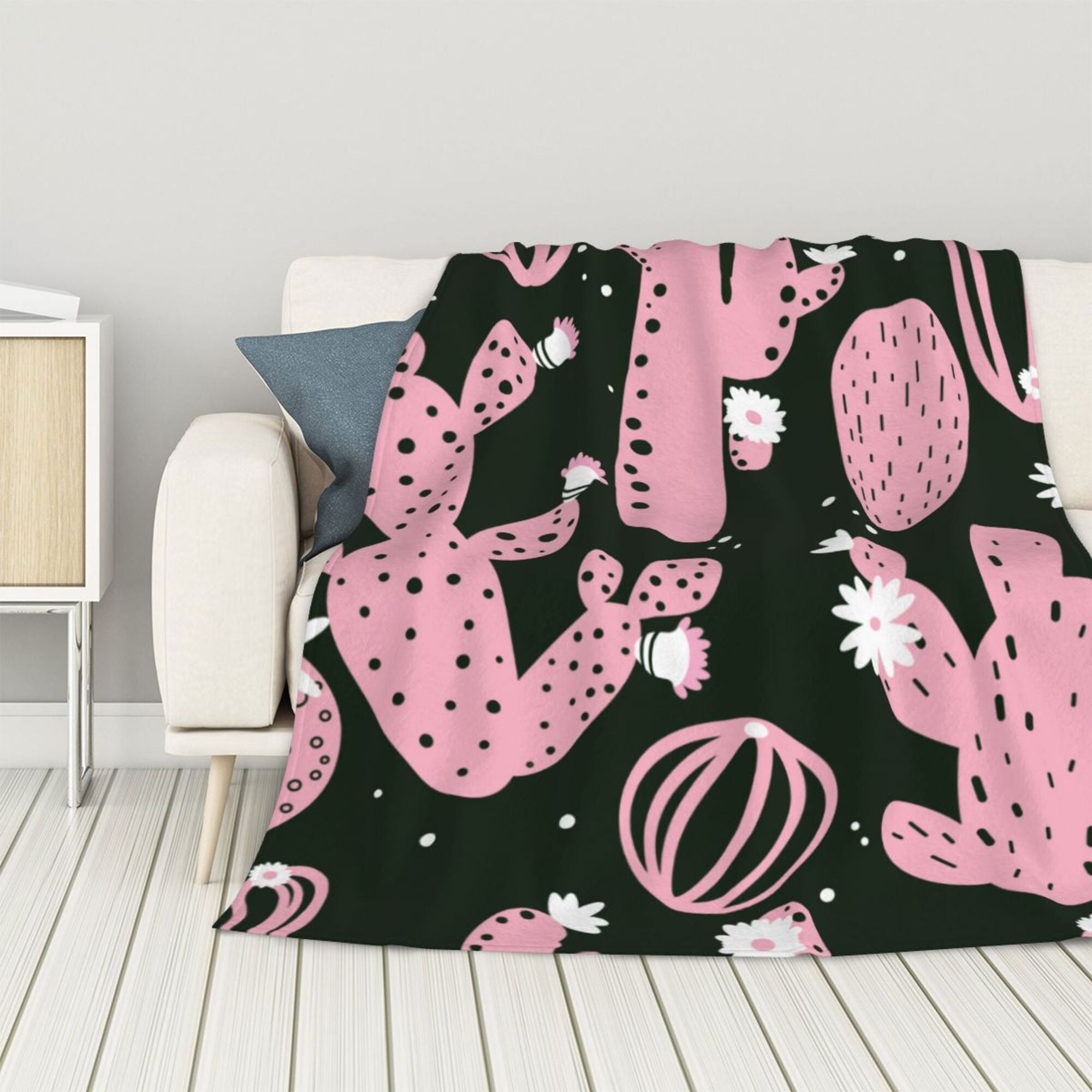 ZNDUO Lightweight Microfiber Bed Blanket, Cactus Tree Black Pattern ...