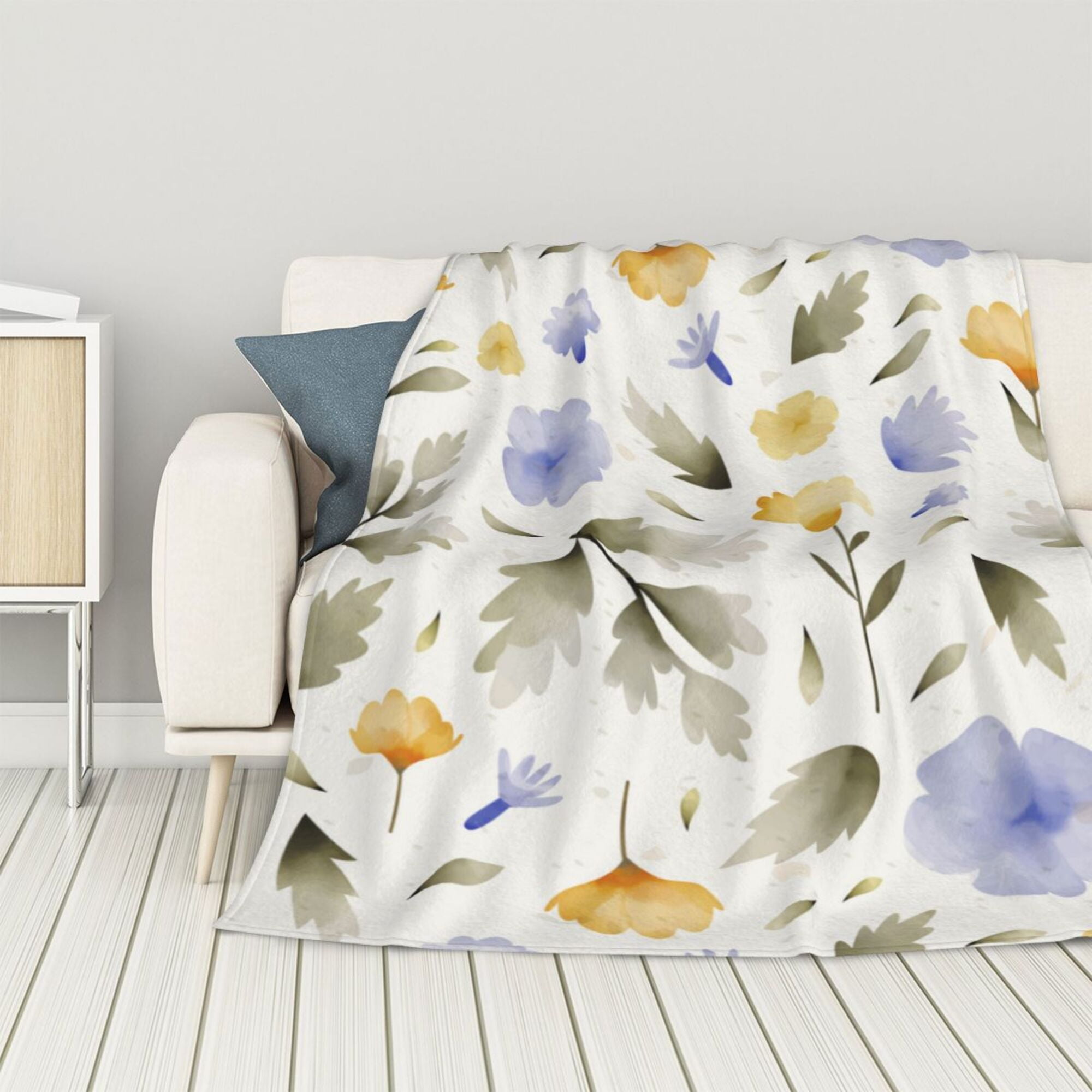 ZNDUO Lightweight Microfiber Bed Blanket, Fresh Watercolor Flower Art ...