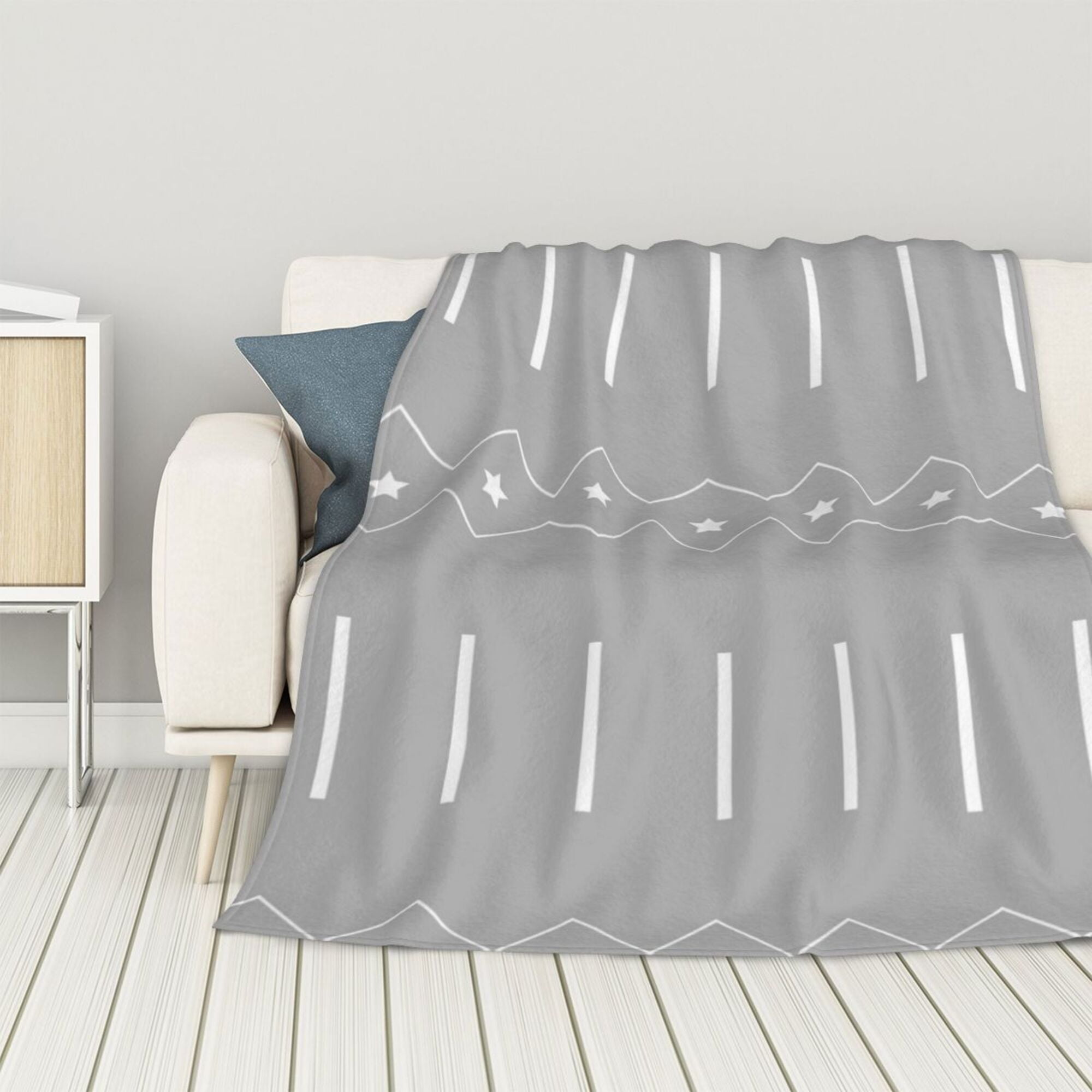 ZNDUO Lightweight Microfiber Bed Blanket, Gray Lines Minimalism Pattern ...