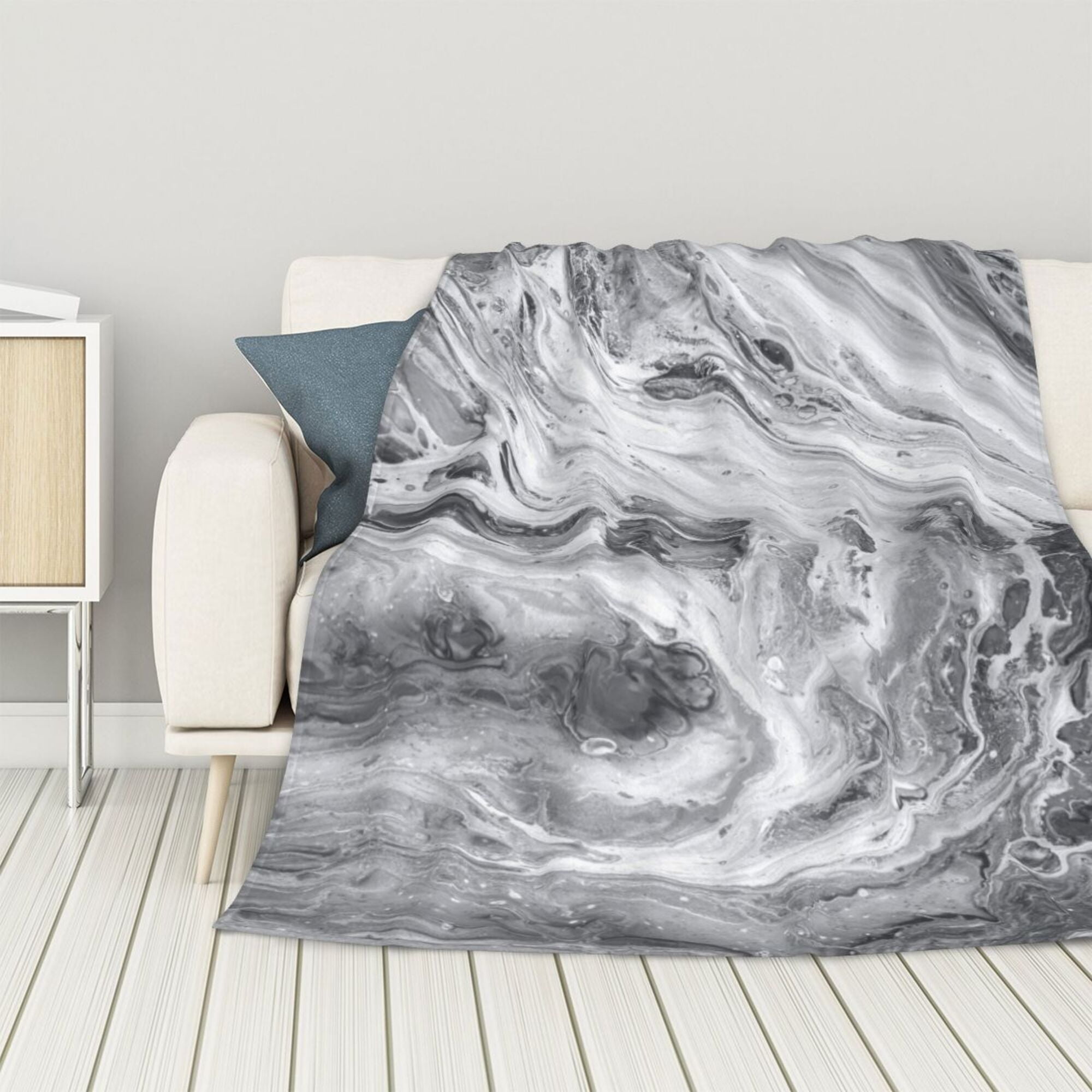 ZNDUO Lightweight Microfiber Bed Blanket, Gray Marble Texture Pattern ...
