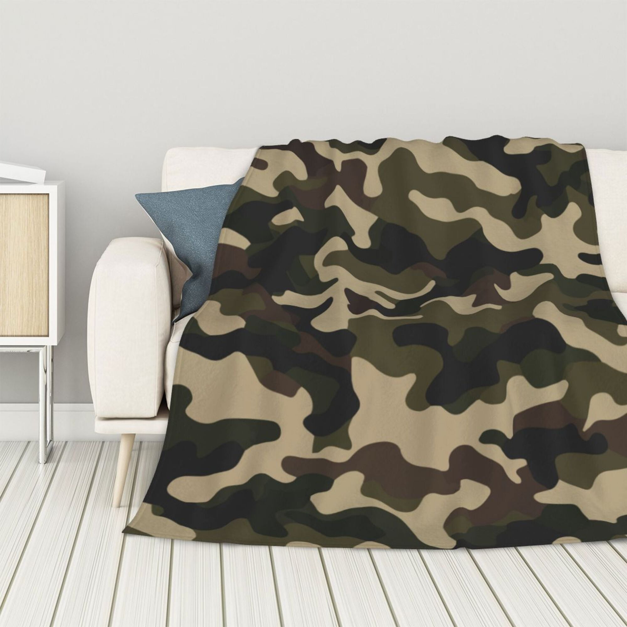 ZNDUO Lightweight Microfiber Bed Blanket, Green Beige Camouflage ...