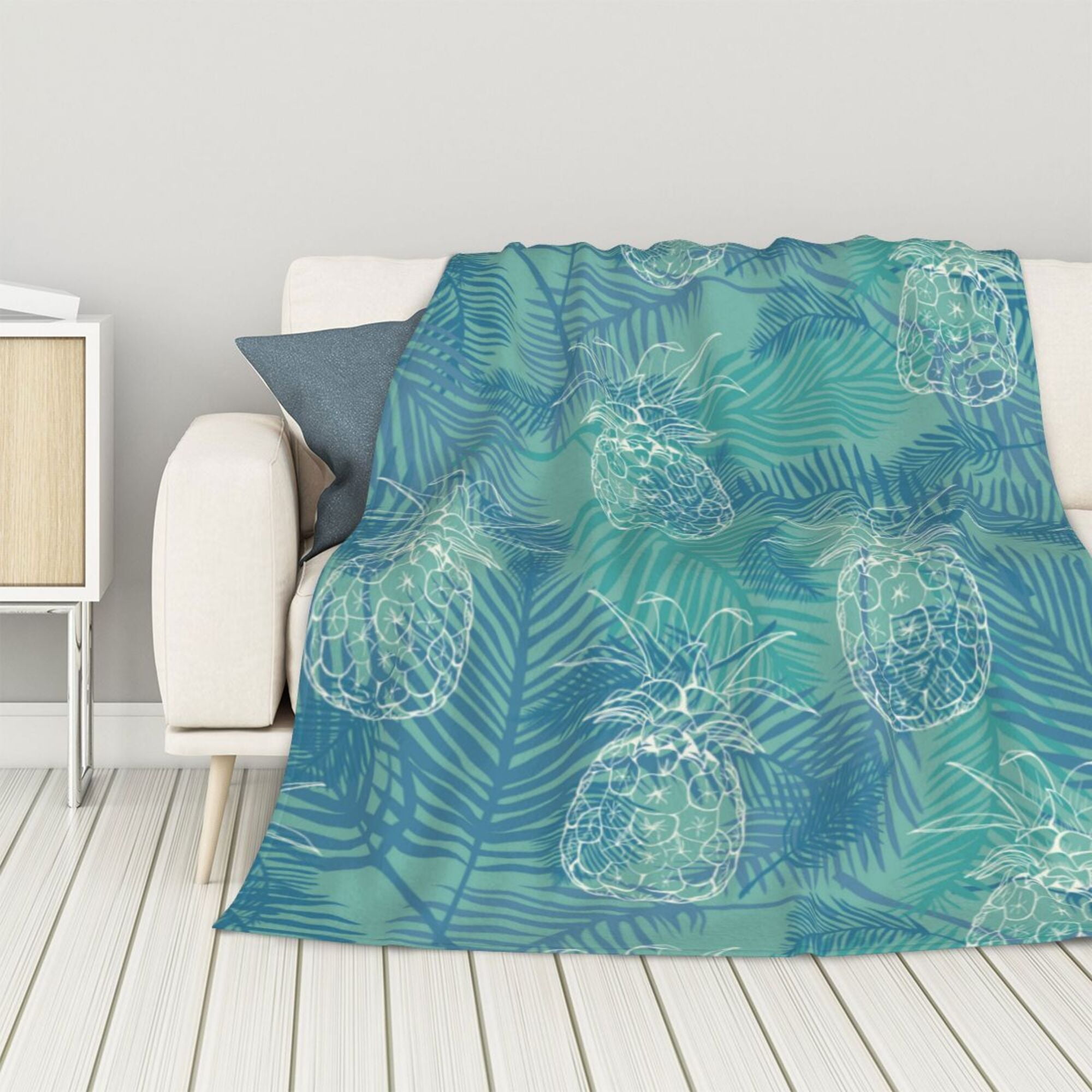 ZNDUO Lightweight Microfiber Bed Blanket, Green Leaf Pineapple Texture ...