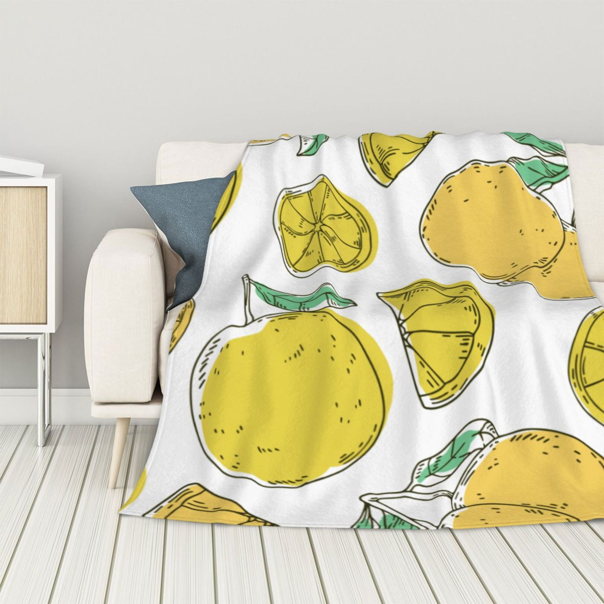 ZNDUO Lightweight Microfiber Bed Blanket, Lemon Pear Doodle Art Pattern ...