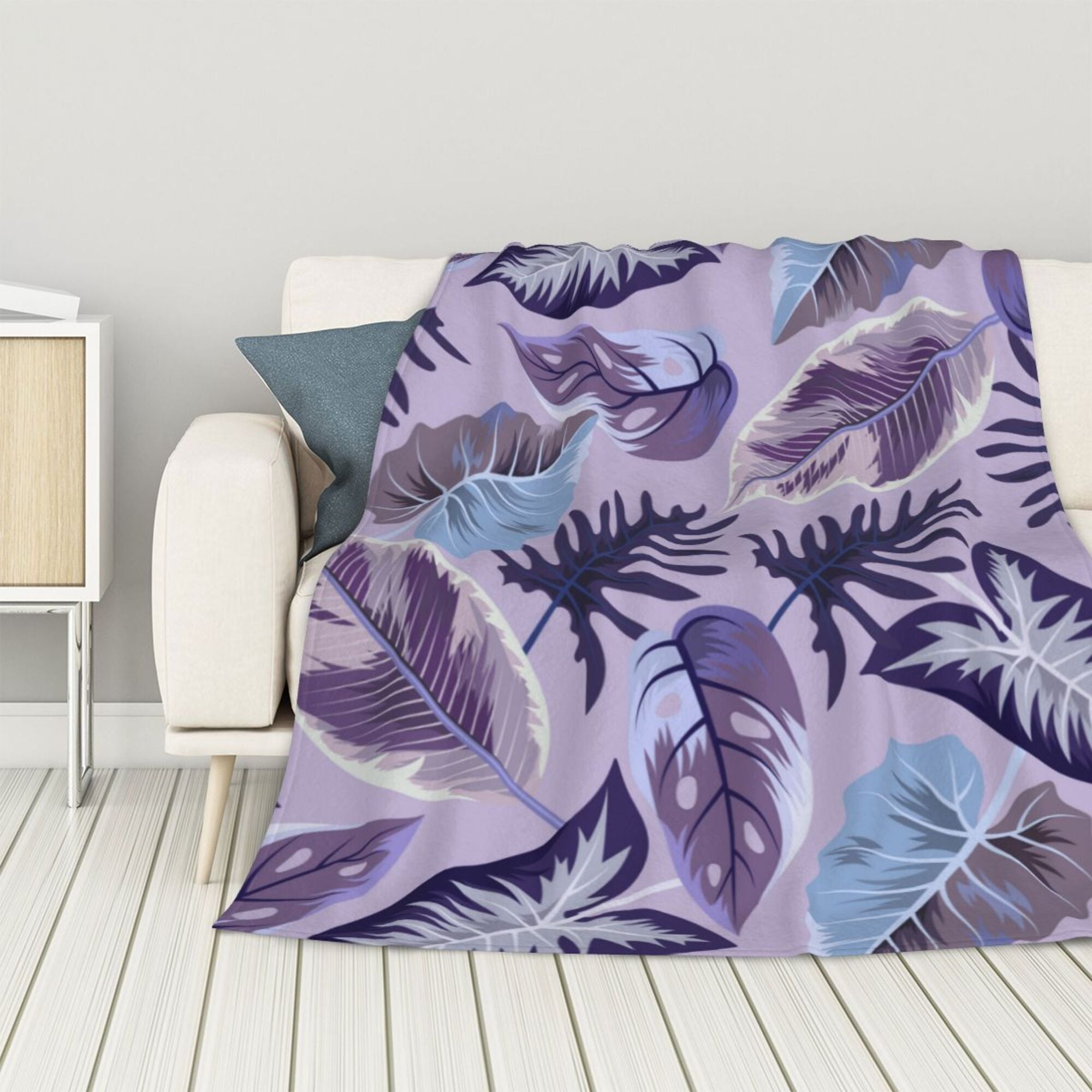 ZNDUO Lightweight Microfiber Bed Blanket, Purple Leaf Plants Texture ...