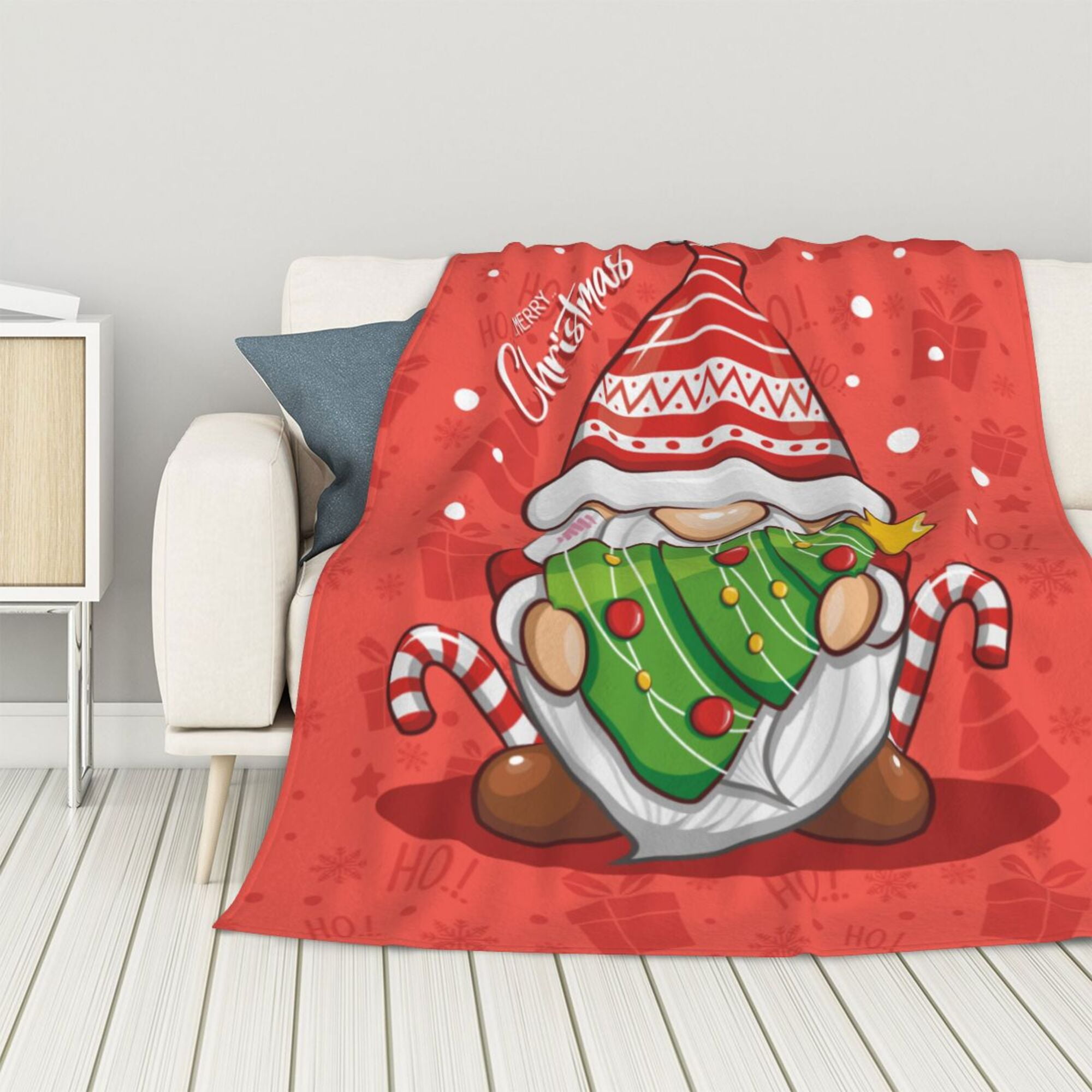 ZNDUO Lightweight Microfiber Bed Blanket, Red Cartoon Christmas Elf ...