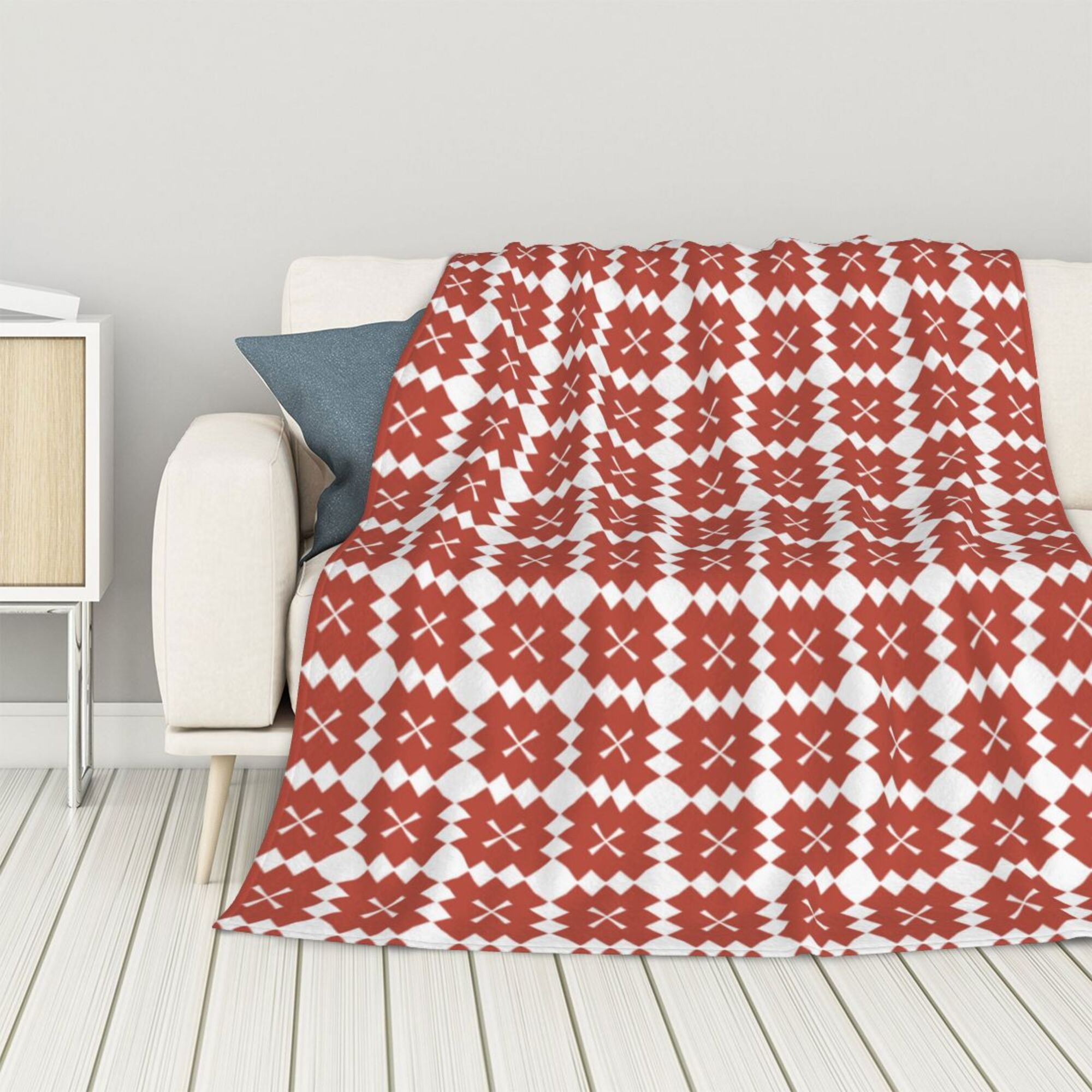 ZNDUO Lightweight Microfiber Bed Blanket, Red Square Seamless Texture ...