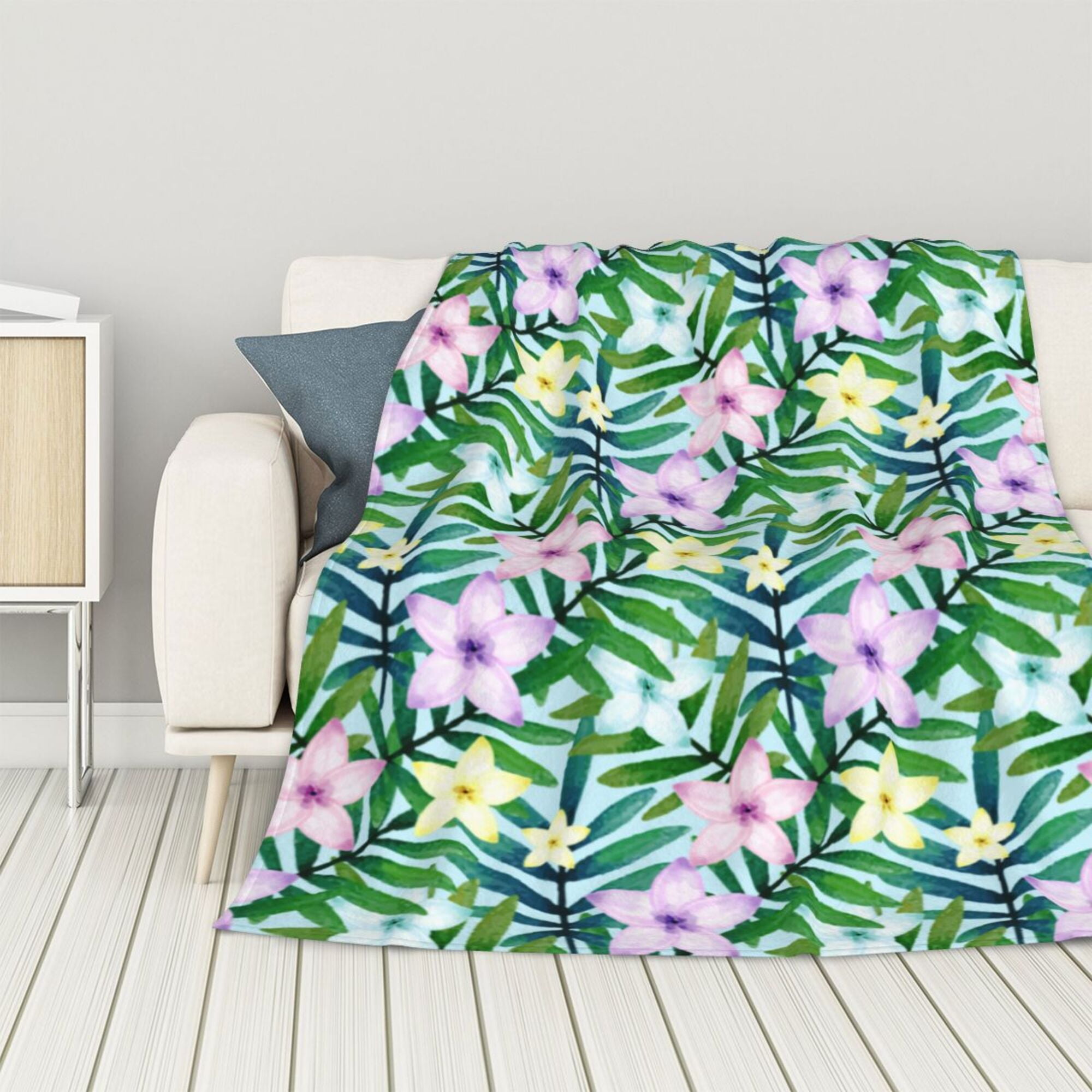 ZNDUO Lightweight Microfiber Bed Blanket, Seamless Floral Tattoo Art ...