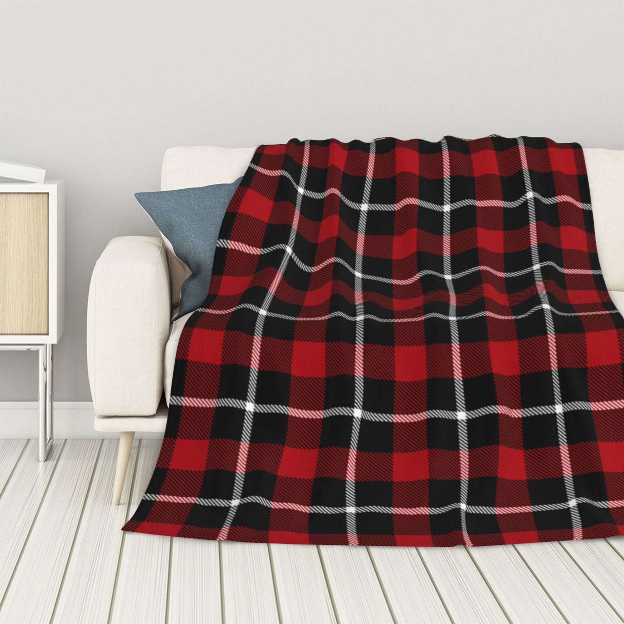 ZNDUO Lightweight Microfiber Bed Blanket, Vintage Red Buffalo Plaid ...