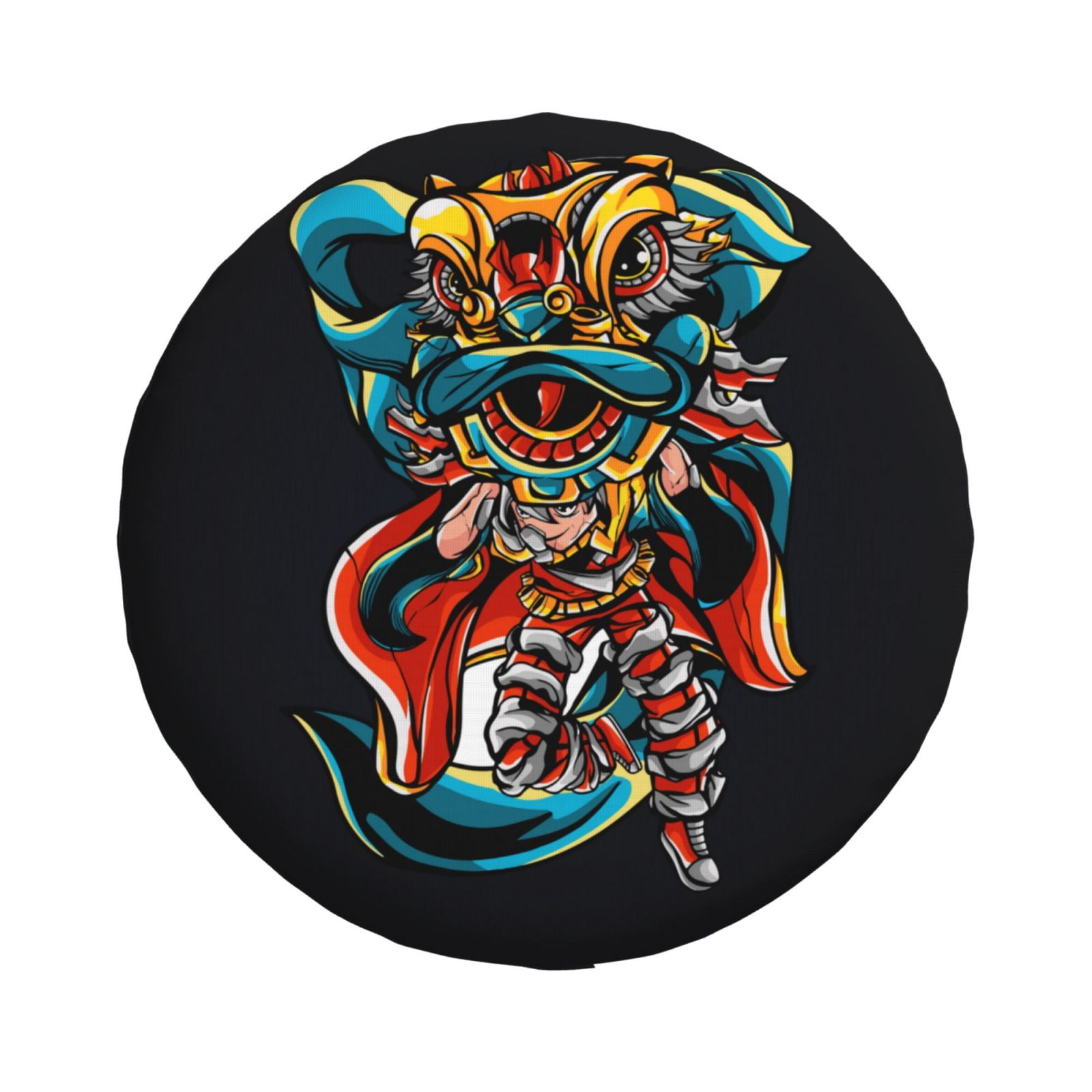 ZNDUO Lion Dance Art Pattern Spare Tire Cover, Universal Spare Tire ...