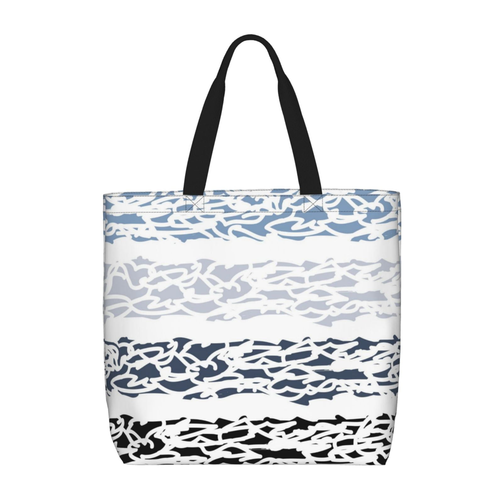 ZNDUO Messy Lines Blurred Pattern Large Tote Bag, Zipper Lightweight ...