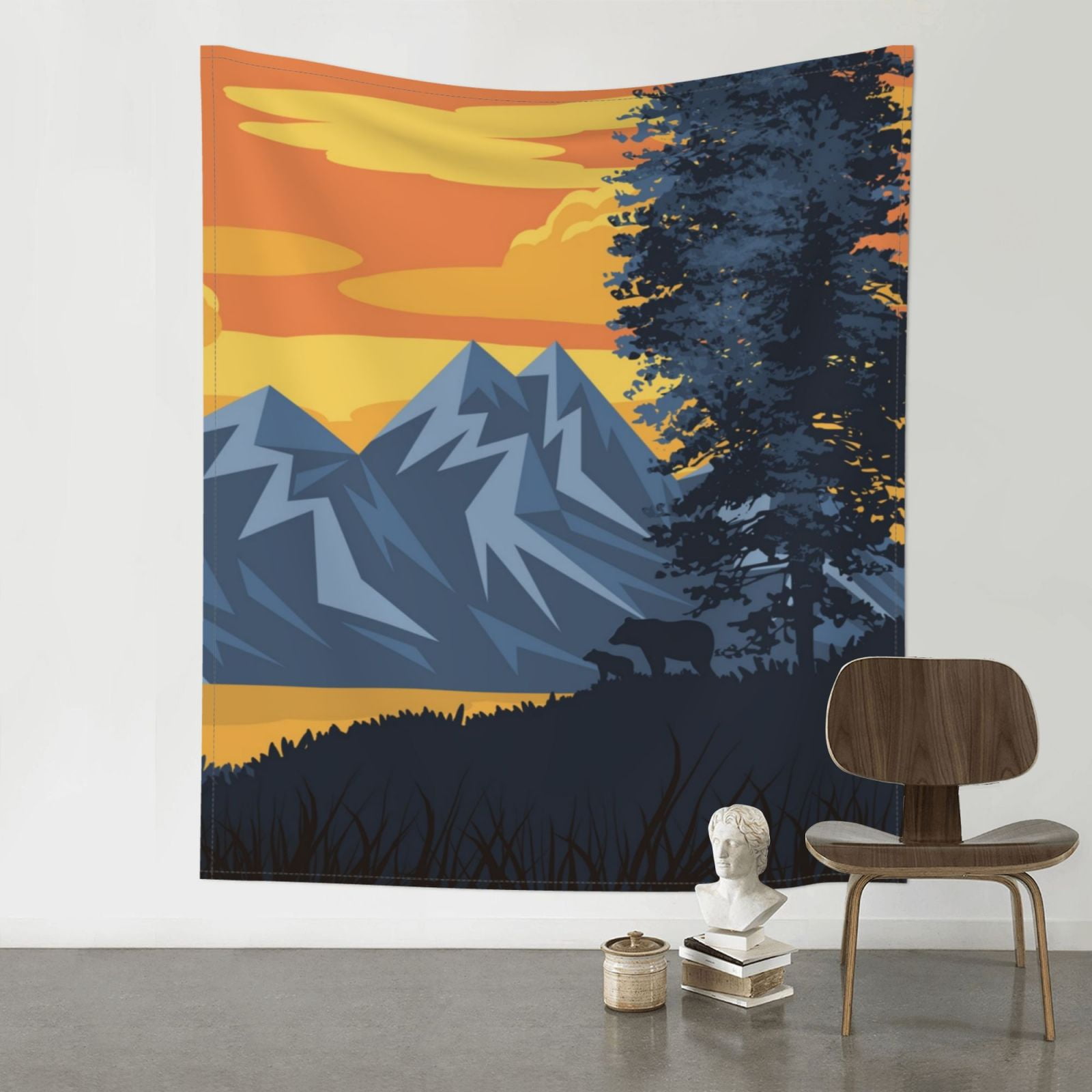 ZNDUO Mountains Sunset Forest Pattern Wall Tapestry, Tapestries for ...