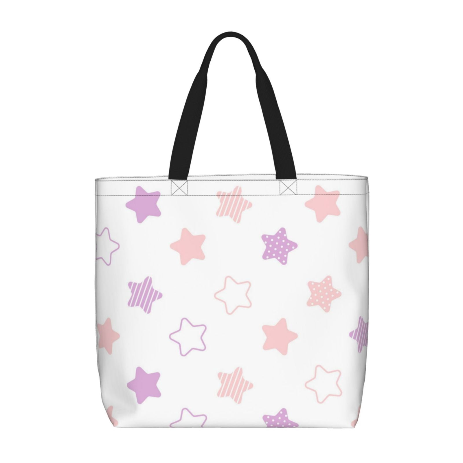 ZNDUO Multishape Star Pattern Large Tote Bag, Zipper Lightweight Beach ...