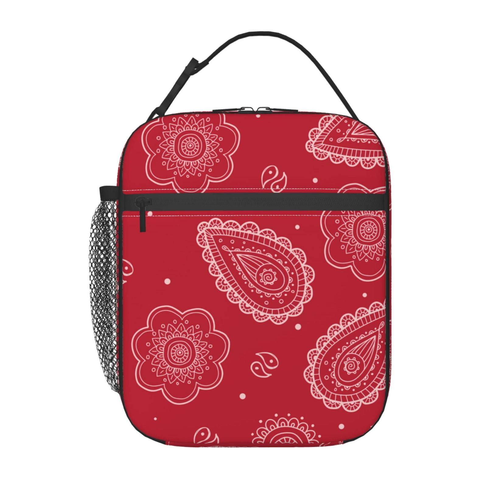 ZNDUO Paisley Red Texture Pattern Lunch Bag, Reusable Leakproof Tote ...