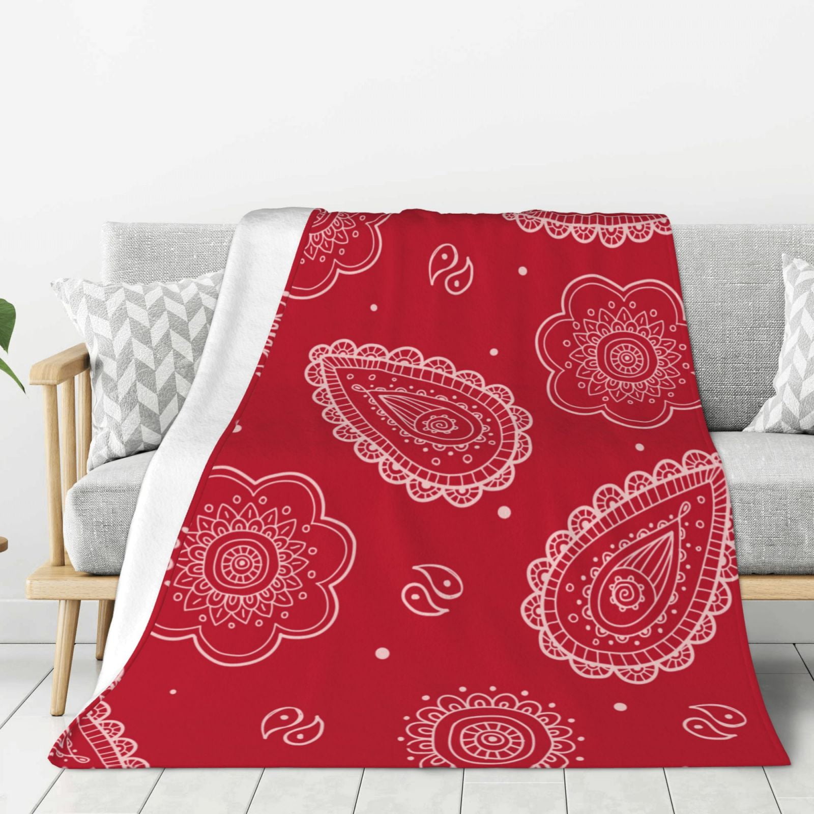 ZNDUO Paisley Red Texture Pattern Pattern Thickening Blanket, Fluffy ...