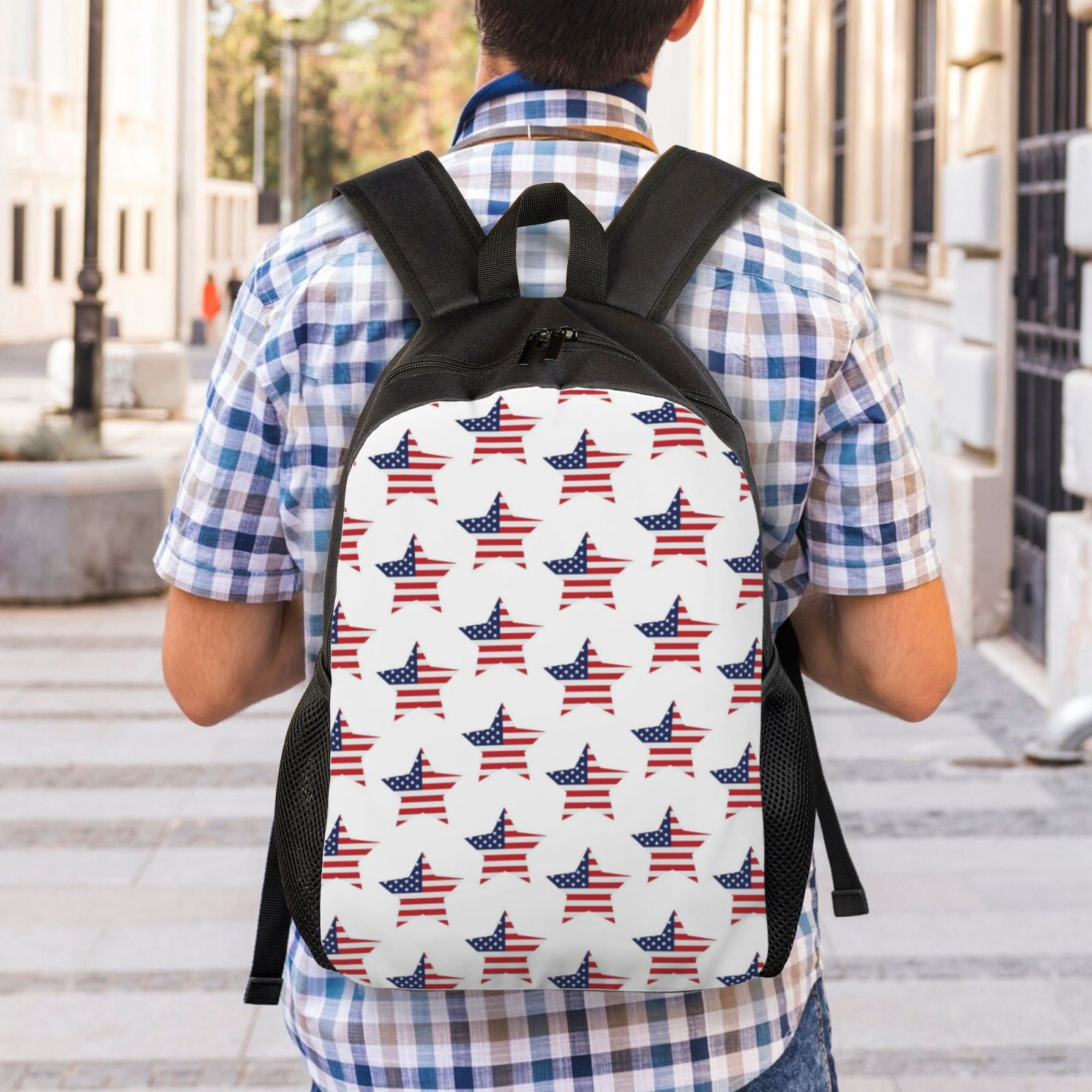 ZNDUO Patriotic America Flag Star Pattern Travel Backpack, 16 Inch ...