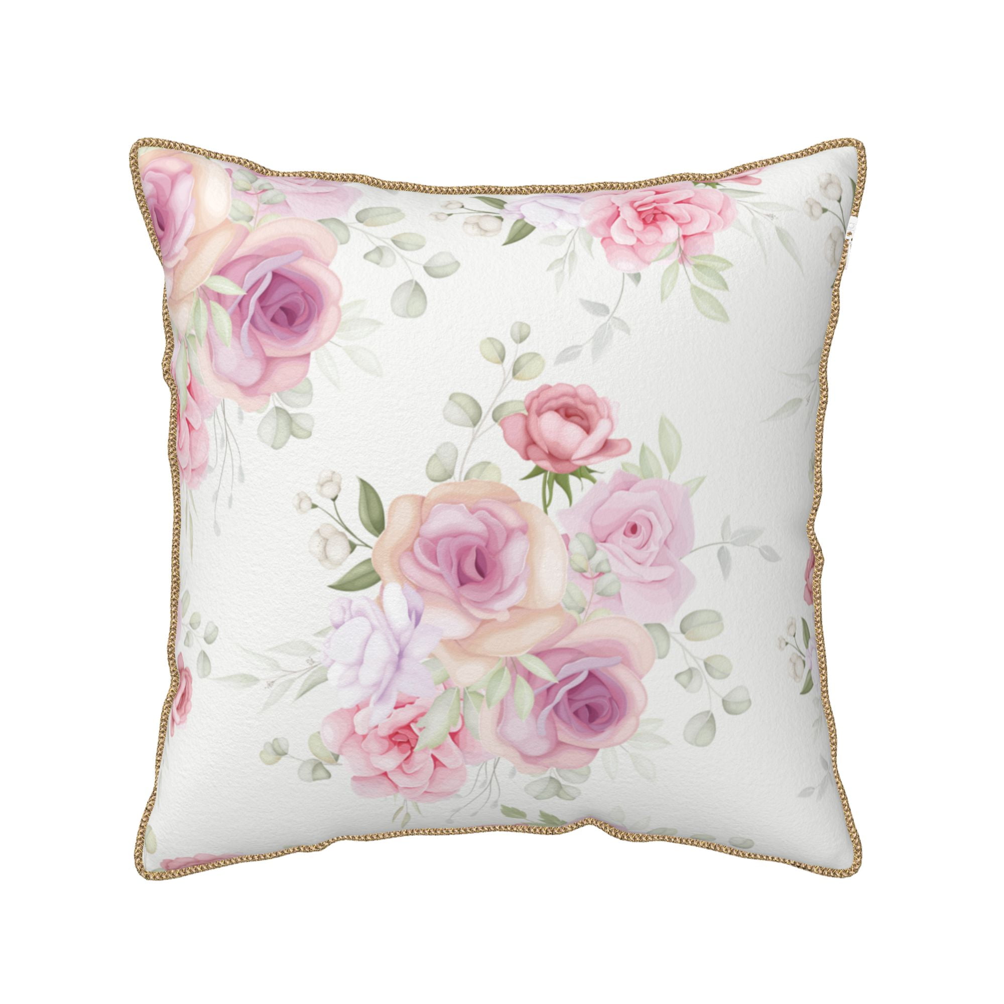 ZNDUO Pink Elegant Roses Pattern Throw Pillows for Couch-Indoor ...