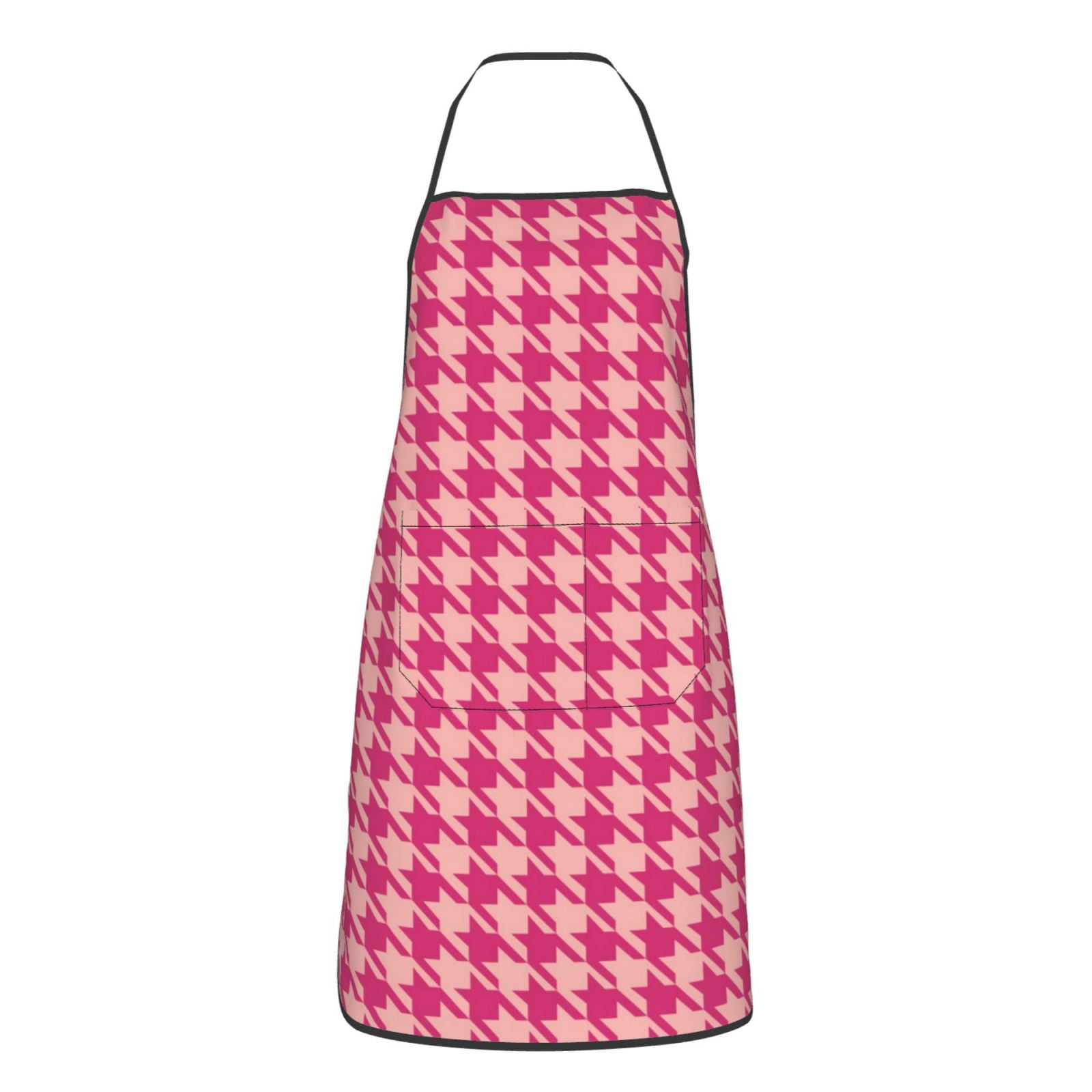 ZNDUO Pink Houndstooth Pattern Apron, Adjustable Bib Soft Chef Aprons ...