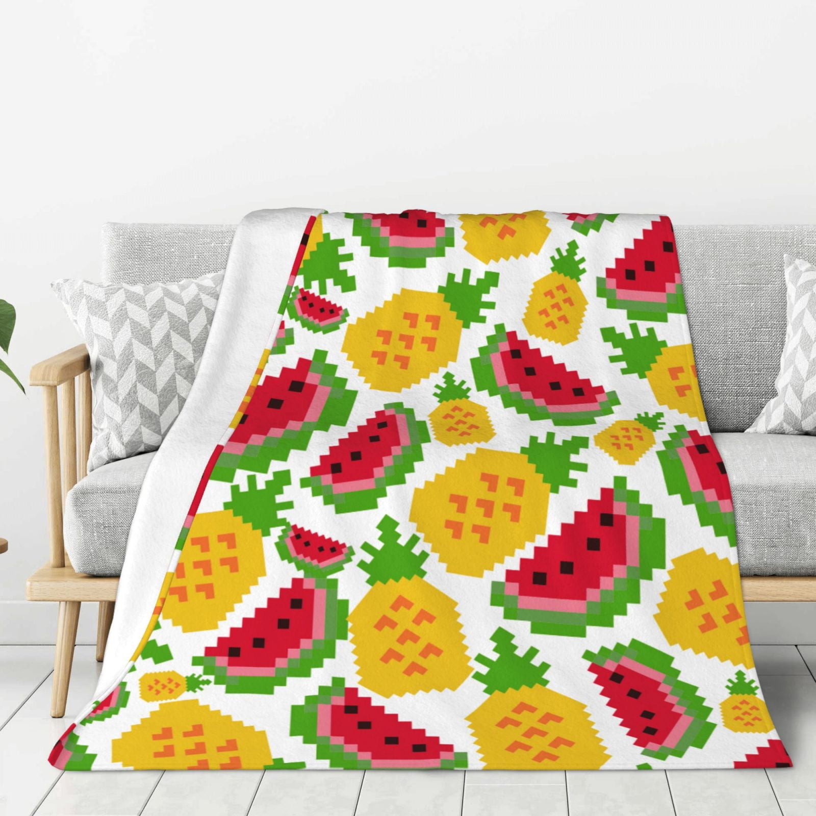 ZNDUO Pixel Pineapple Watermelon Pattern Pattern Thickening Blanket ...