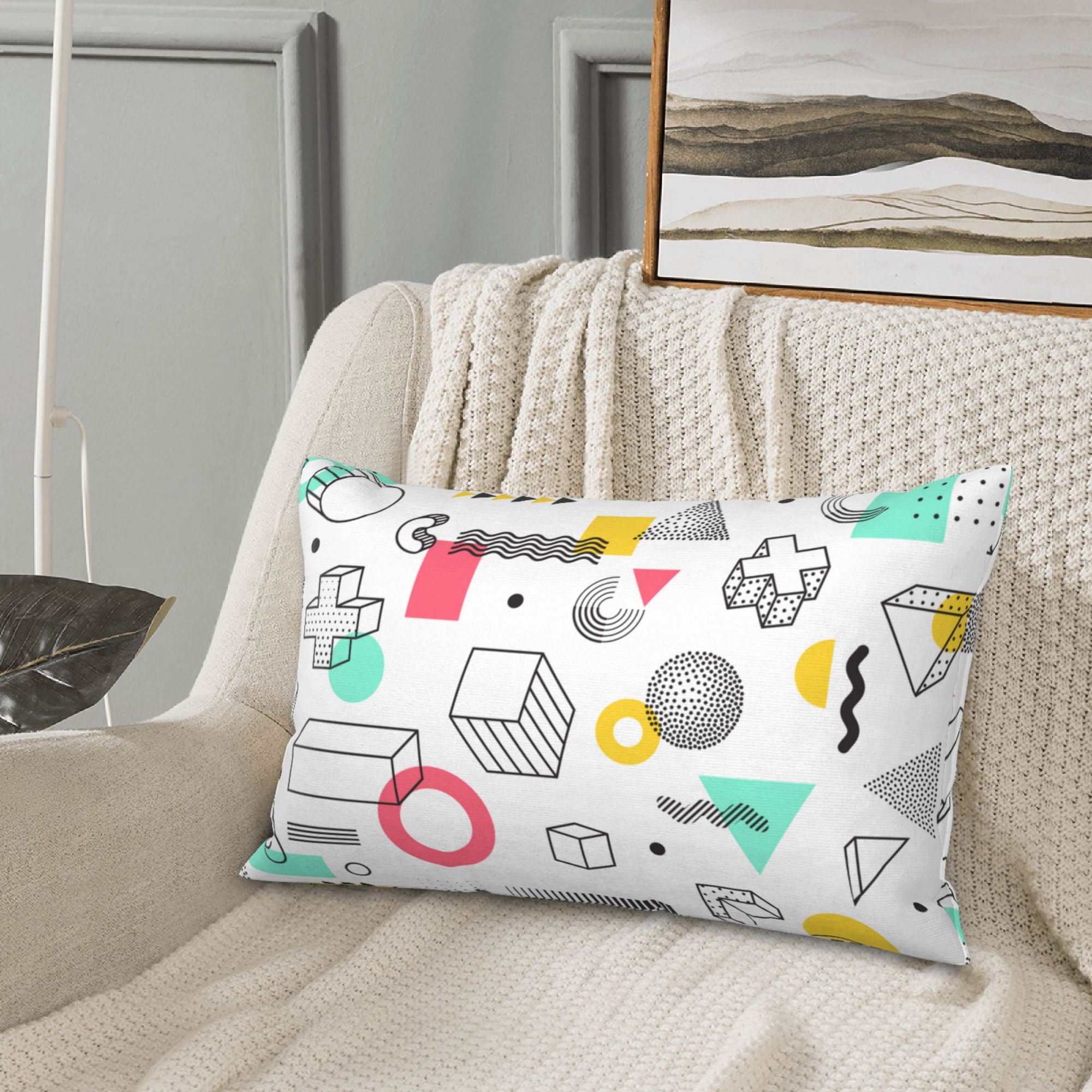 ZNDUO Rectangular Plush Cushion Cover, Abstract Cartoon Graffiti ...