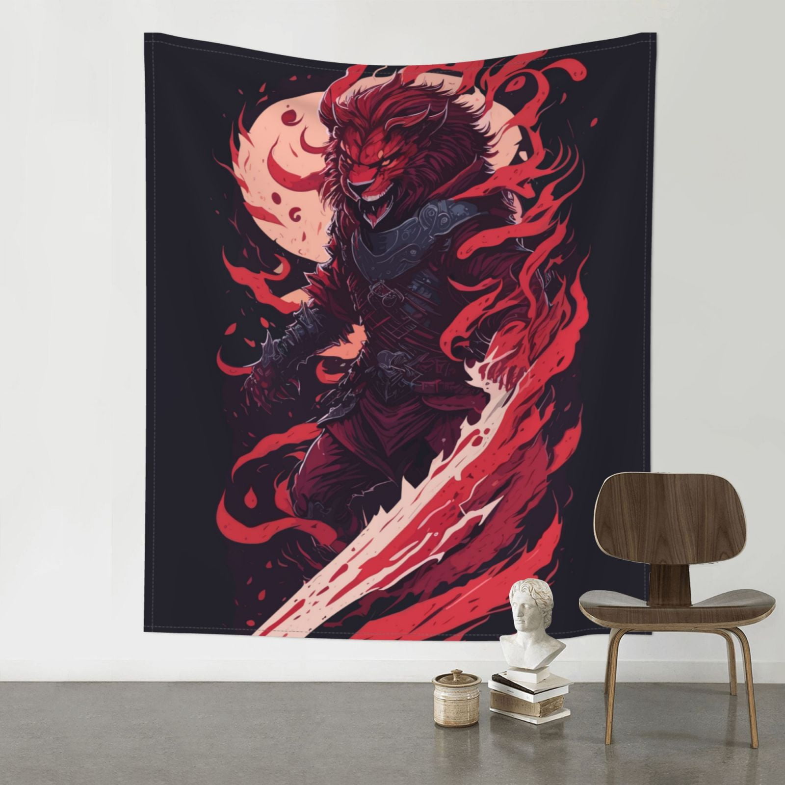 ZNDUO Red Cartoon Lion Pattern Wall Tapestry, Tapestries for Living ...