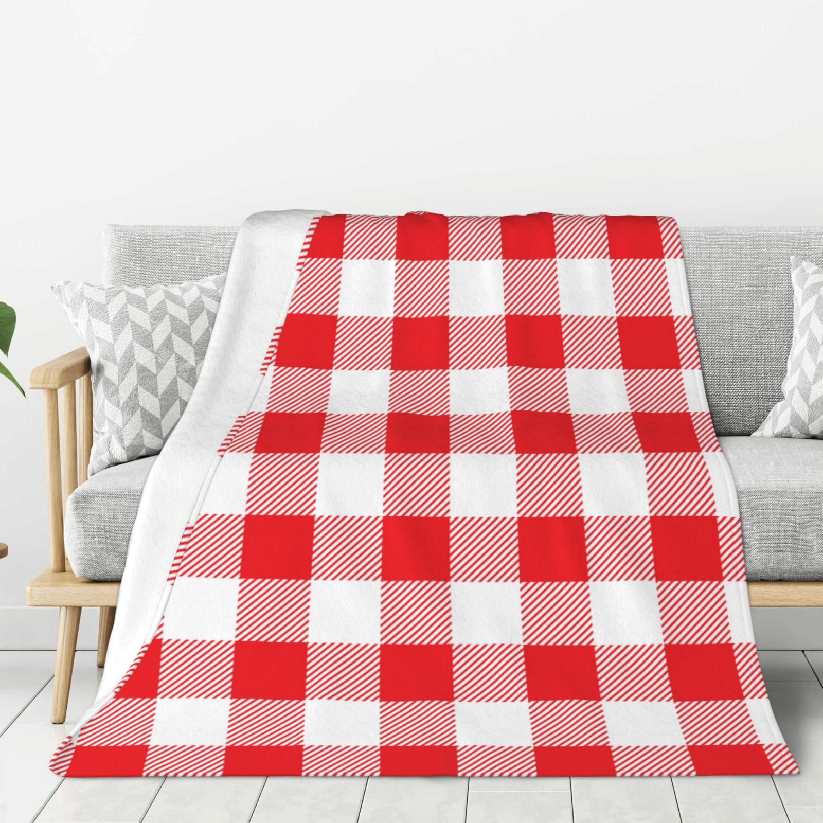ZNDUO Red Plaid Texture Pattern Pattern Thickening Blanket, Fluffy Soft ...