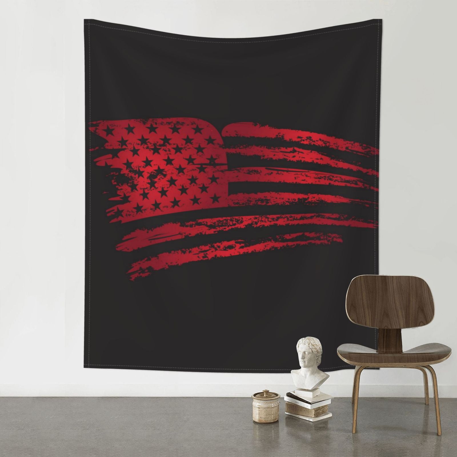 ZNDUO Reddish Usa Flag With Red Pattern Wall Tapestry, Tapestries for ...
