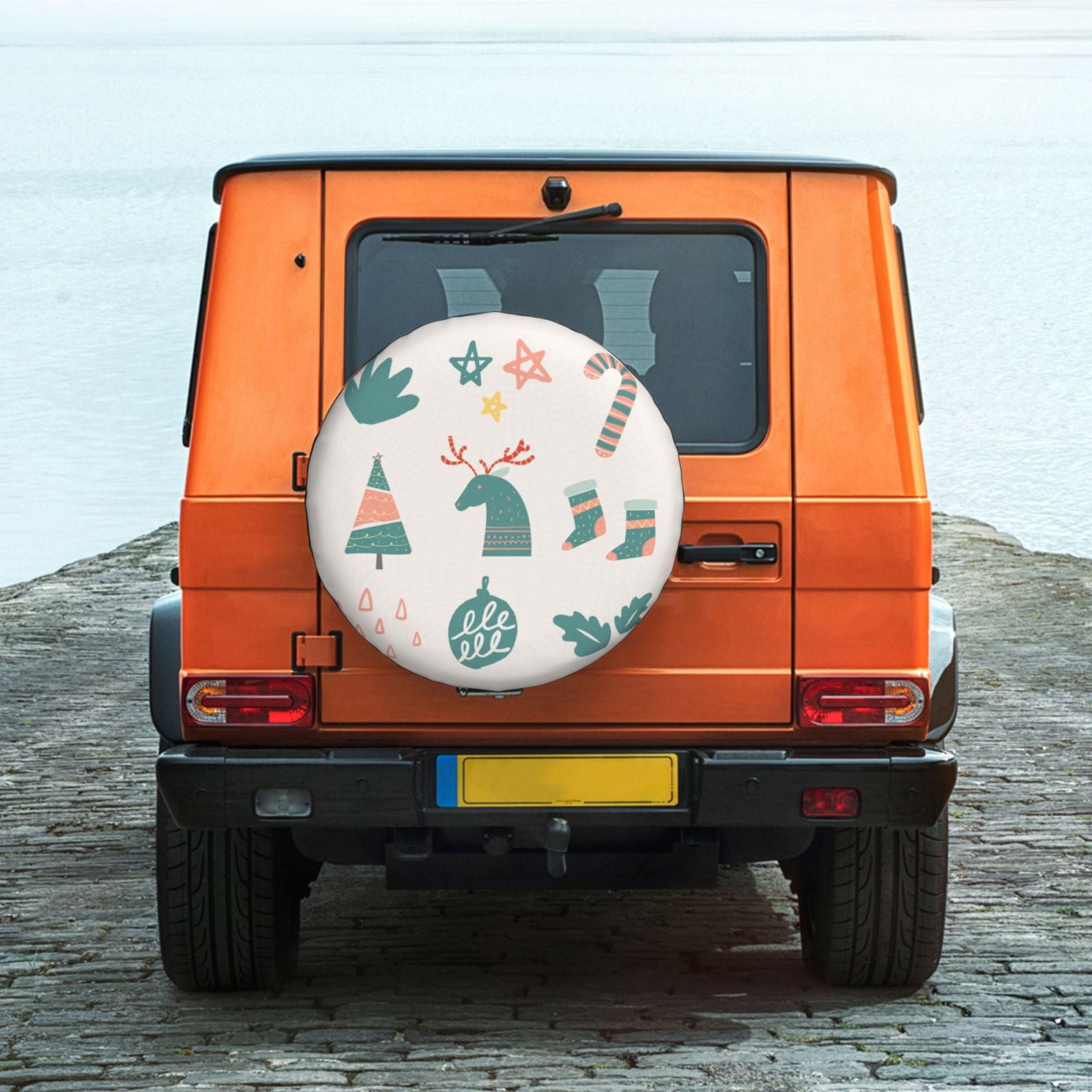 ZNDUO Reindeer Stars Sock Cane Pattern Spare Tire Cover, Universal Fit ...
