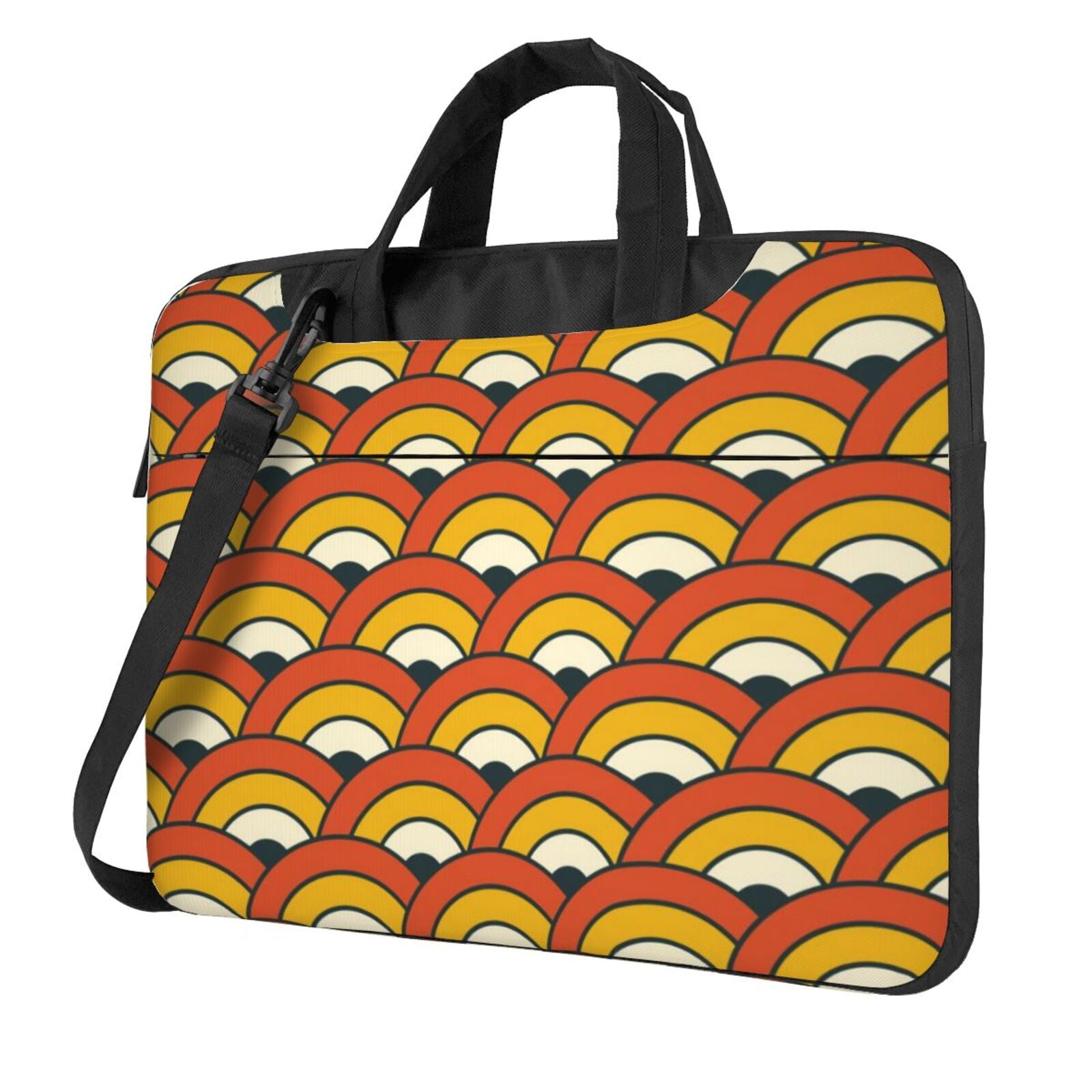 ZNDUO Retro Orange Waves Pattern Laptop Bag, 14 inch Business Casual ...