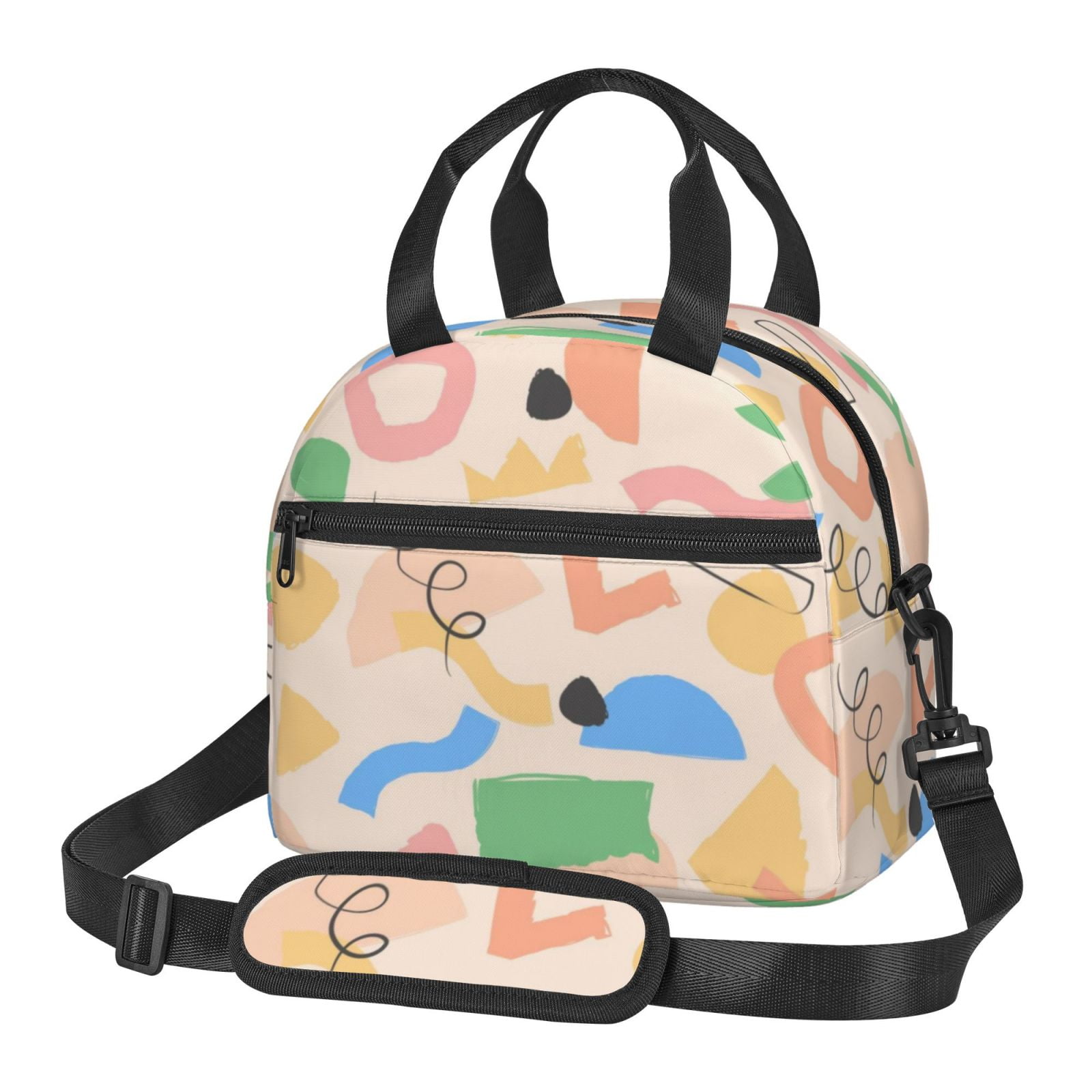 ZNDUO Reusable Lunch Box, Adjustable Shoulder Strap Abstract Colourful ...