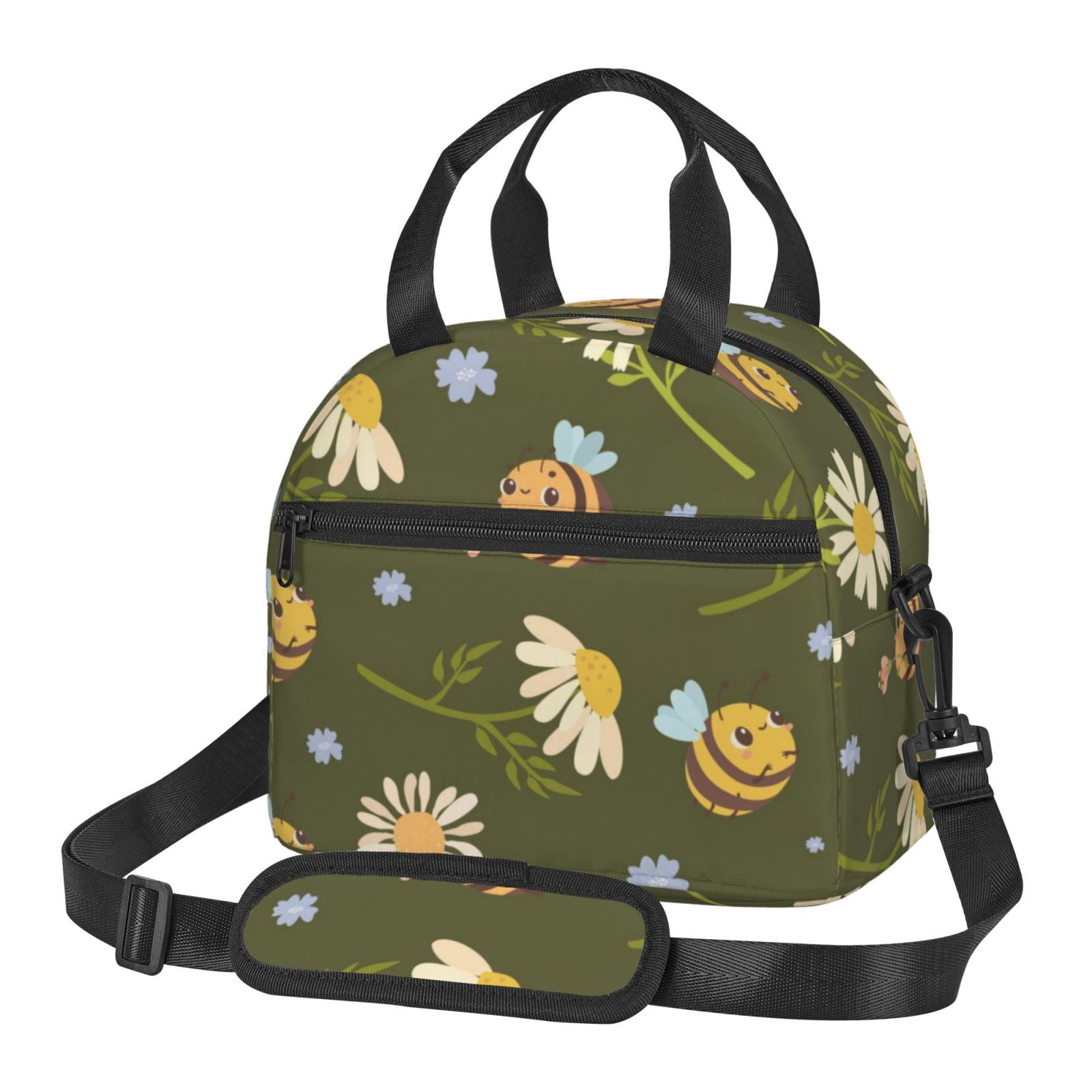 ZNDUO Reusable Lunch Box, Adjustable Shoulder Strap Cartoon Bees ...