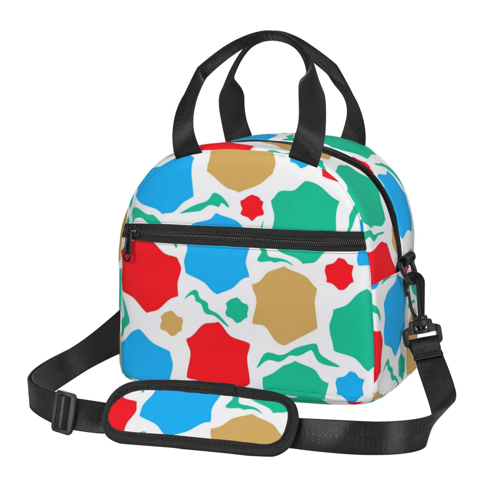 ZNDUO Reusable Lunch Box, Adjustable Shoulder Strap Colorful Hexagon ...