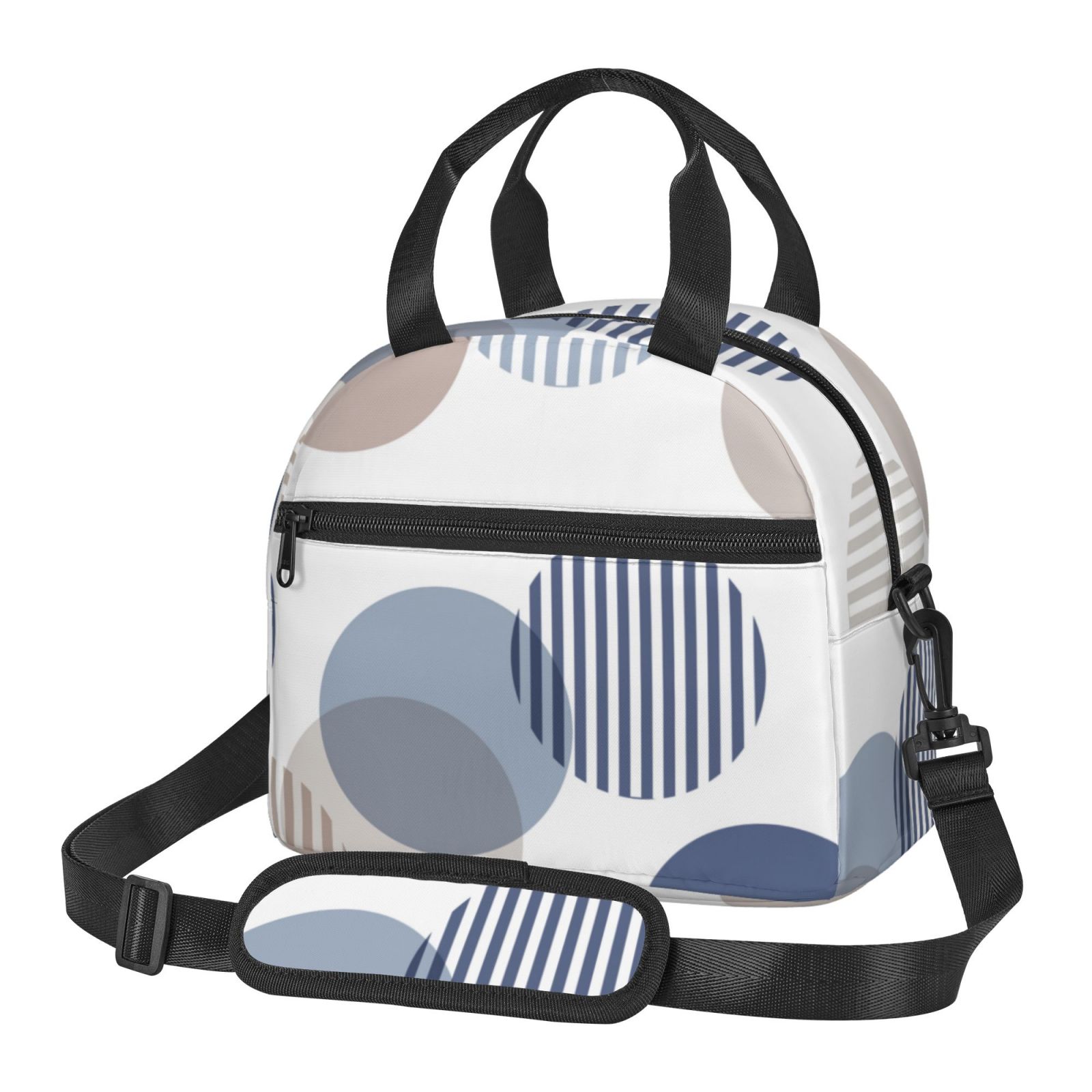 ZNDUO Reusable Lunch Box, Adjustable Shoulder Strap Geometric Dot ...