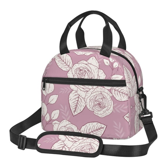 ZNDUO Reusable Lunch Box, Adjustable Shoulder Strap Hand Painted White ...