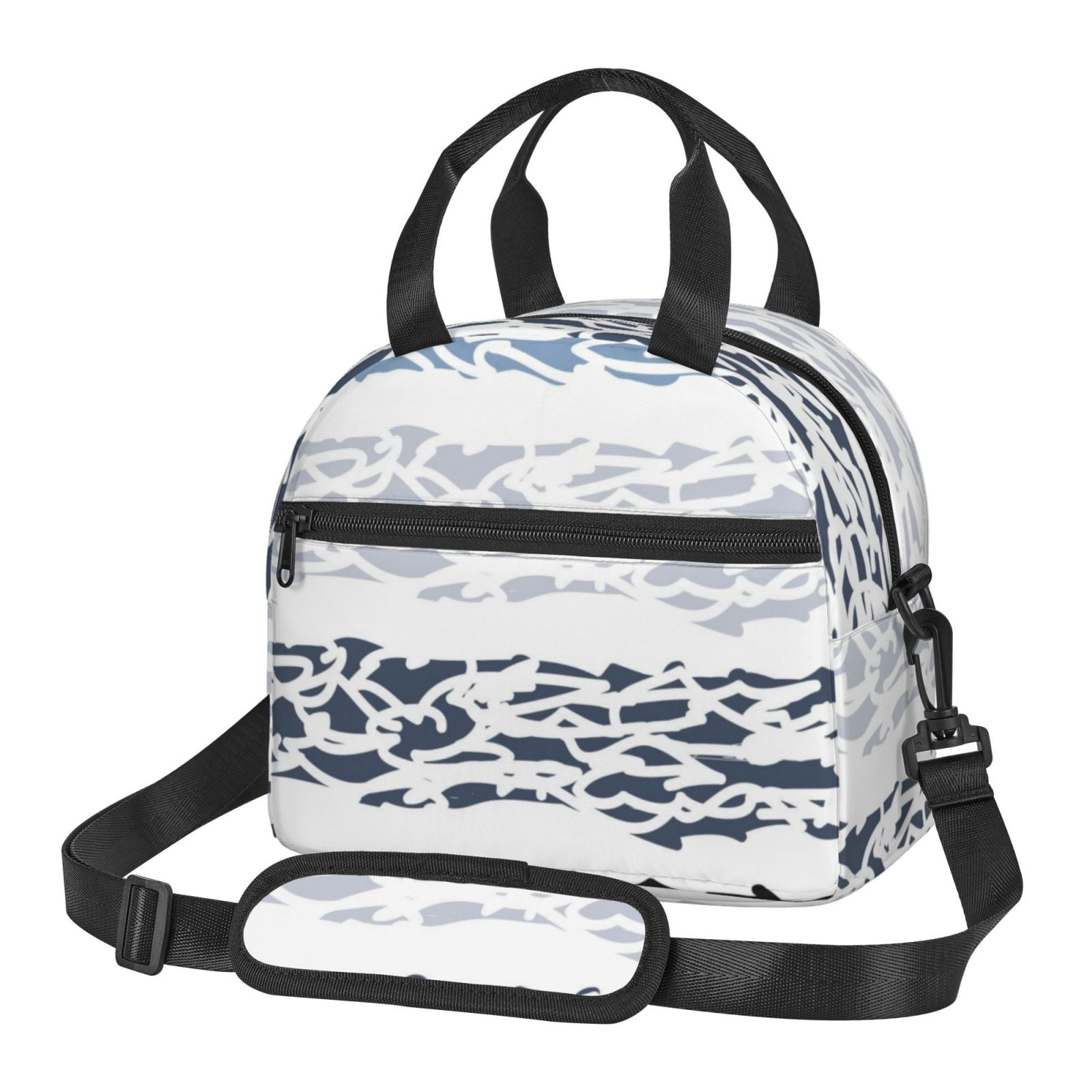 ZNDUO Reusable Lunch Box, Adjustable Shoulder Strap Messy Lines Blurred ...