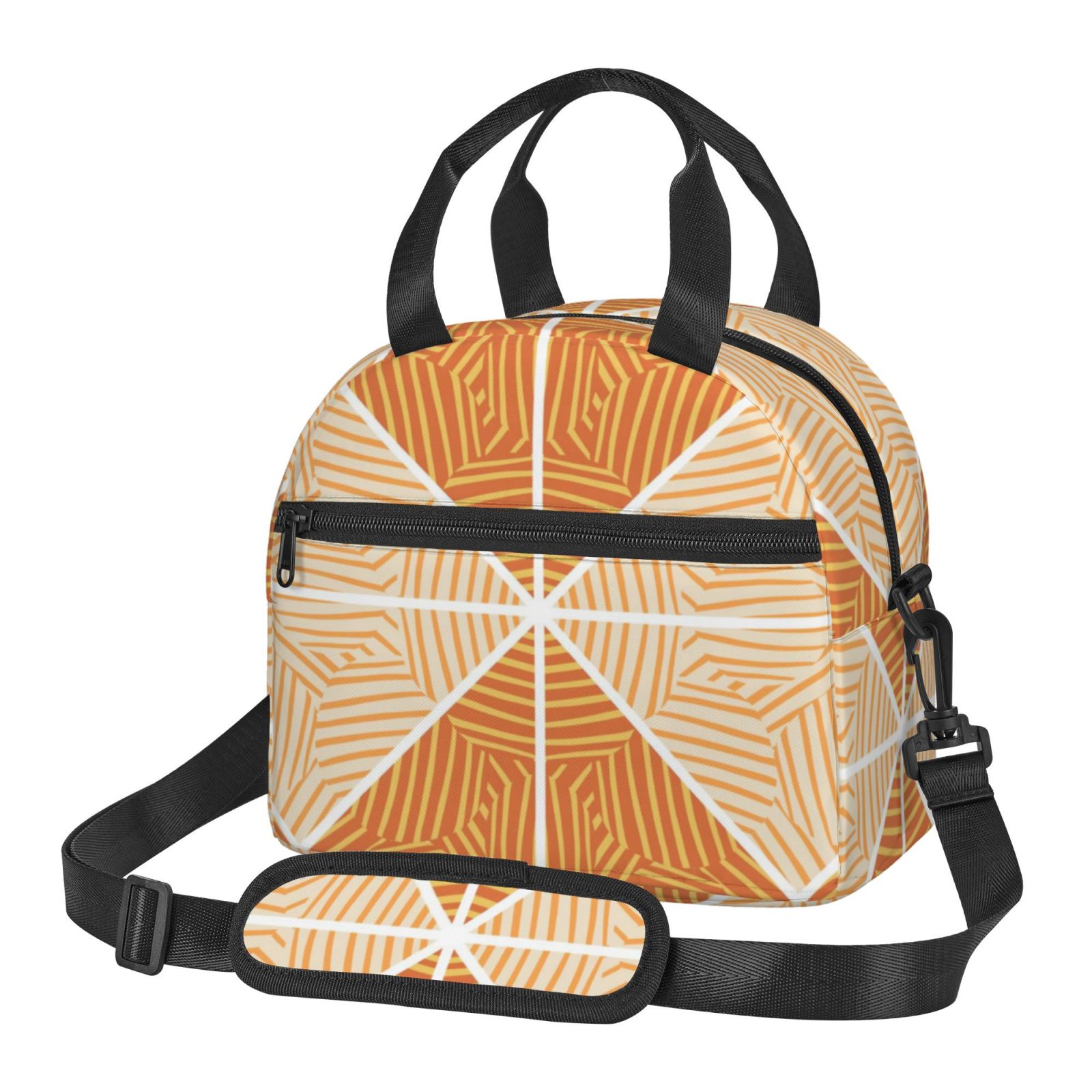 ZNDUO Reusable Lunch Box, Adjustable Shoulder Strap Orange Abstract ...
