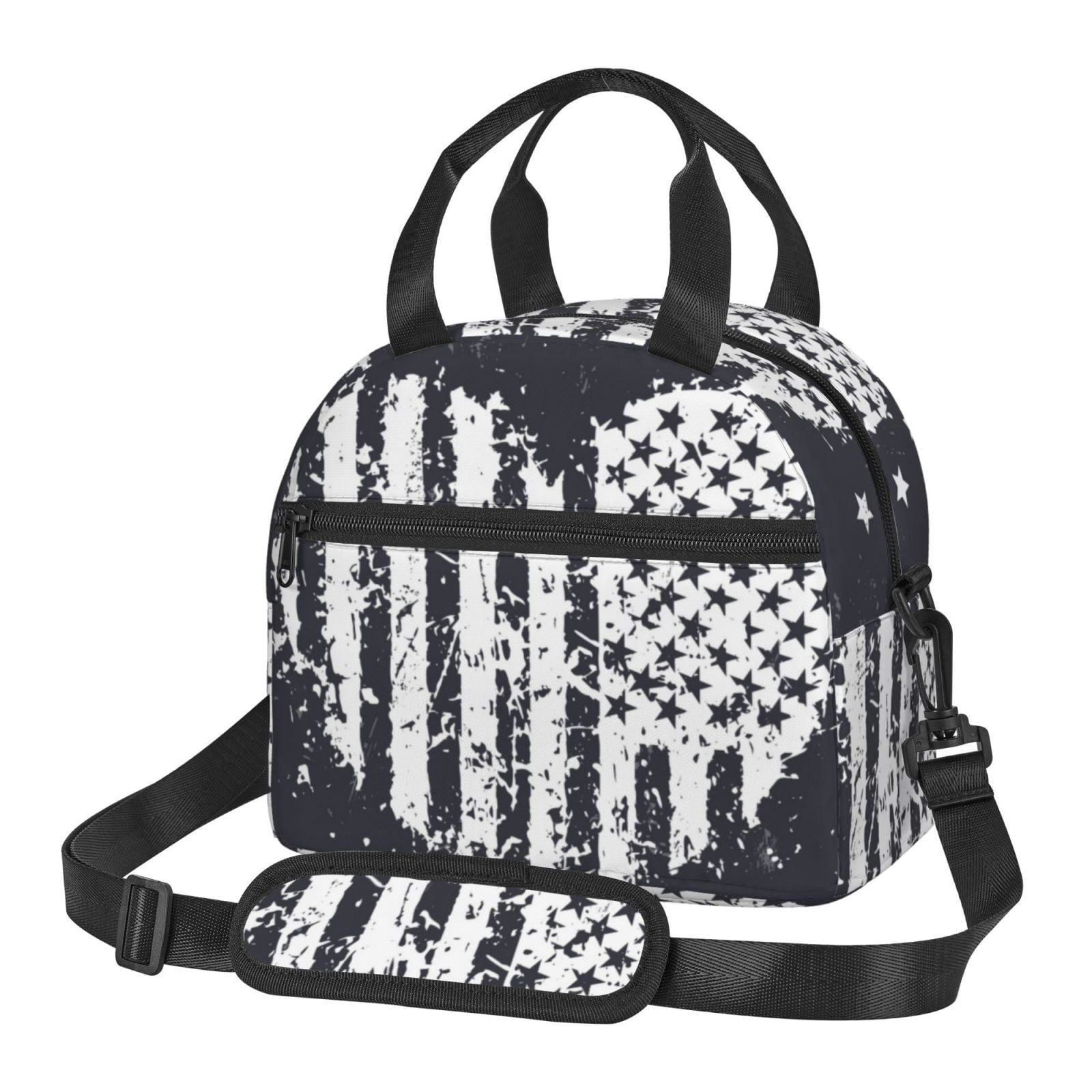 ZNDUO Reusable Lunch Box, Adjustable Shoulder Strap Patriotic Abstract ...