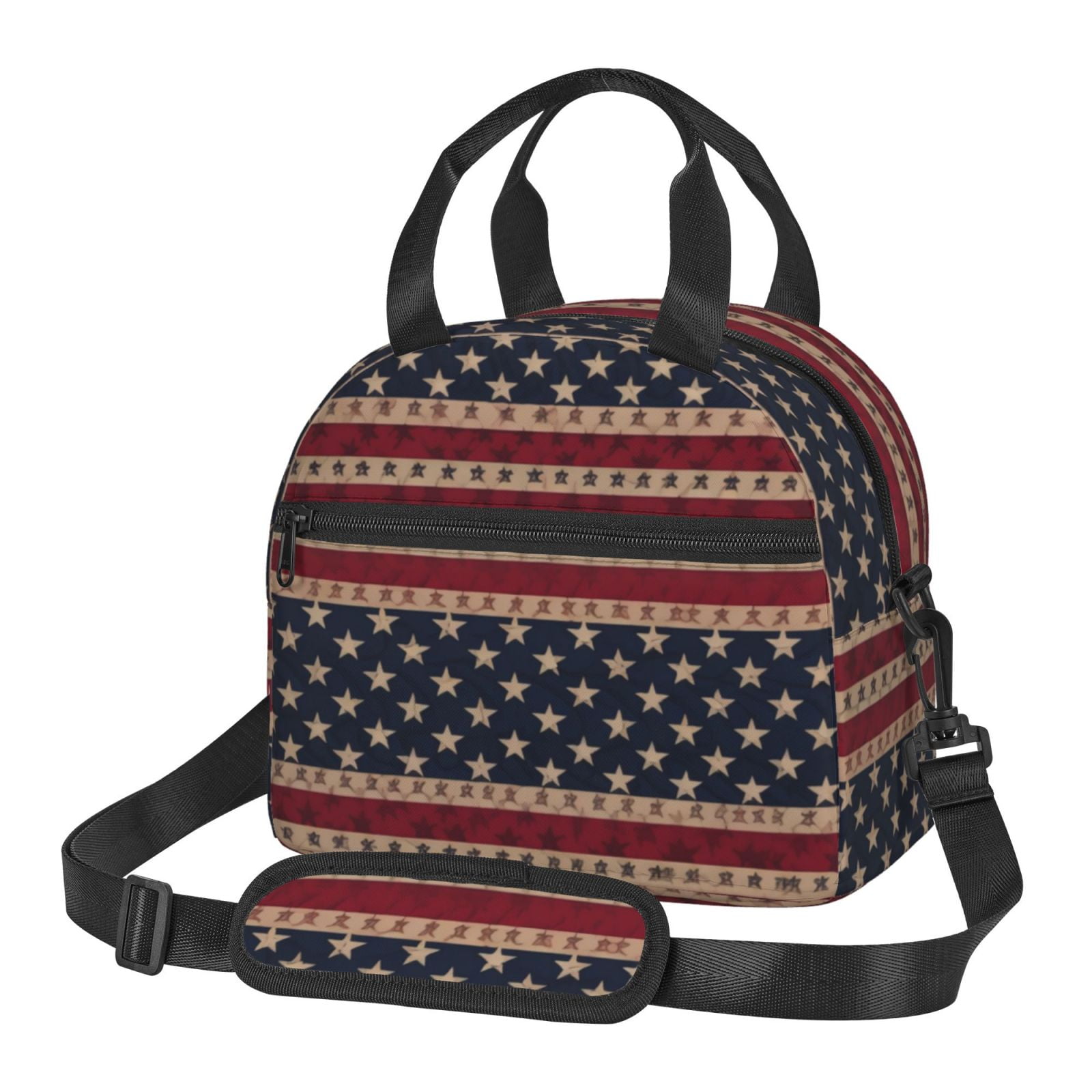 ZNDUO Reusable Lunch Box, Adjustable Shoulder Strap Patriotic American ...