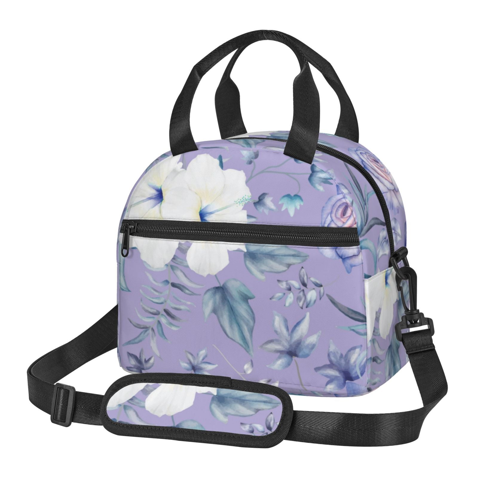 ZNDUO Reusable Lunch Box, Adjustable Shoulder Strap Purple Watercolor ...