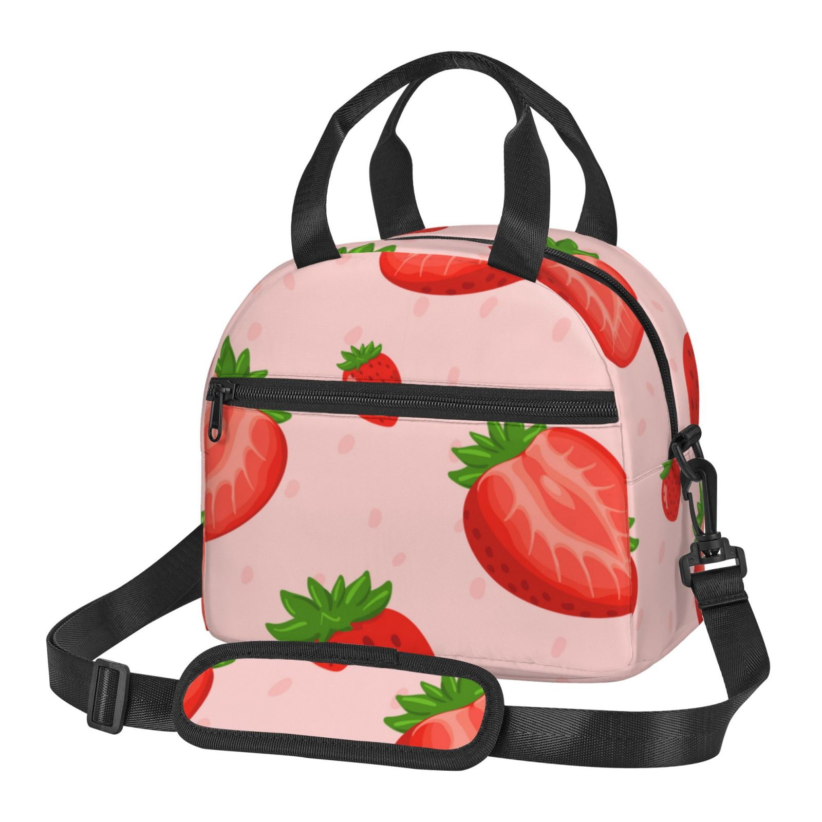 ZNDUO Reusable Lunch Box, Adjustable Shoulder Strap Red Strawberry ...