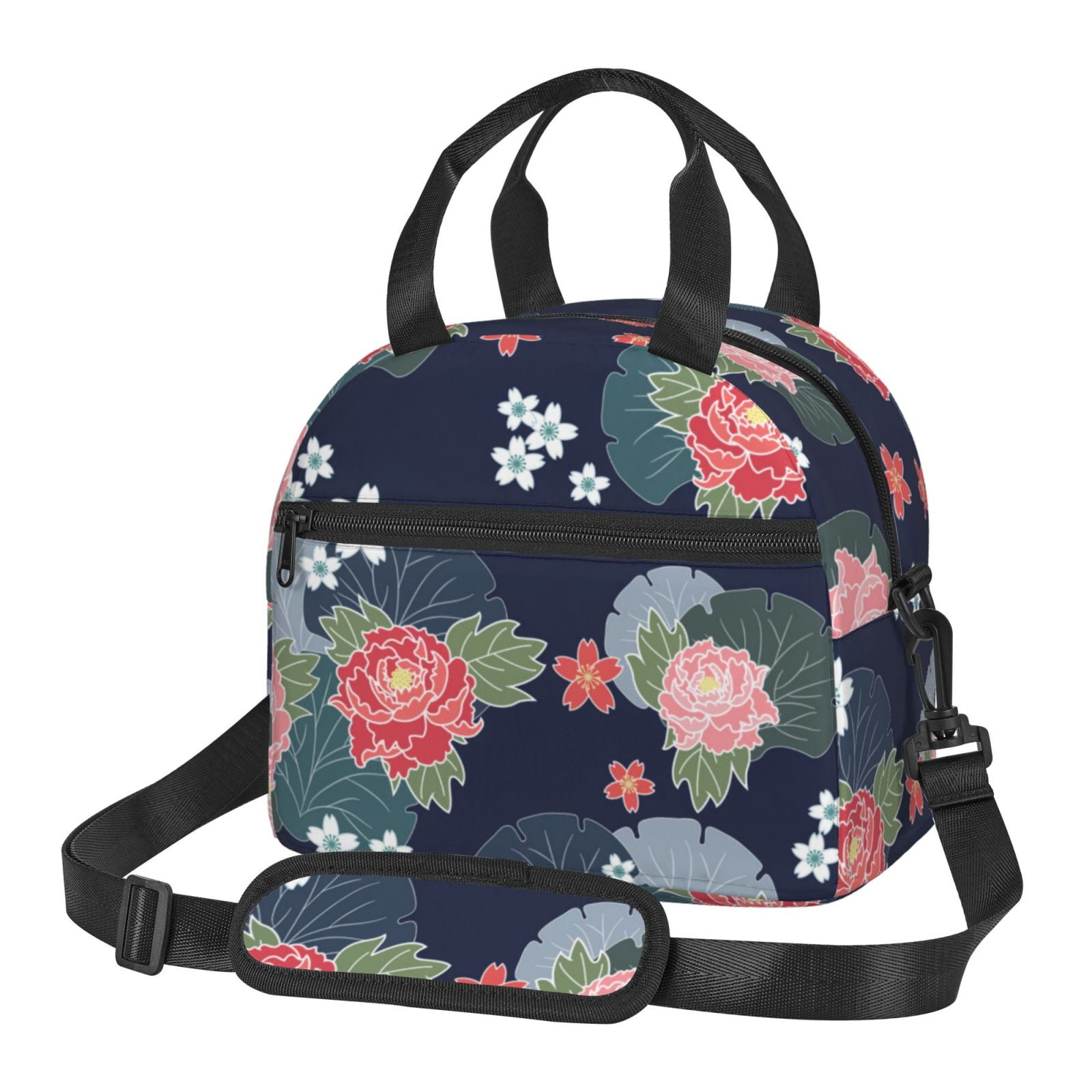 ZNDUO Reusable Lunch Box, Adjustable Shoulder Strap Vintage Floral ...