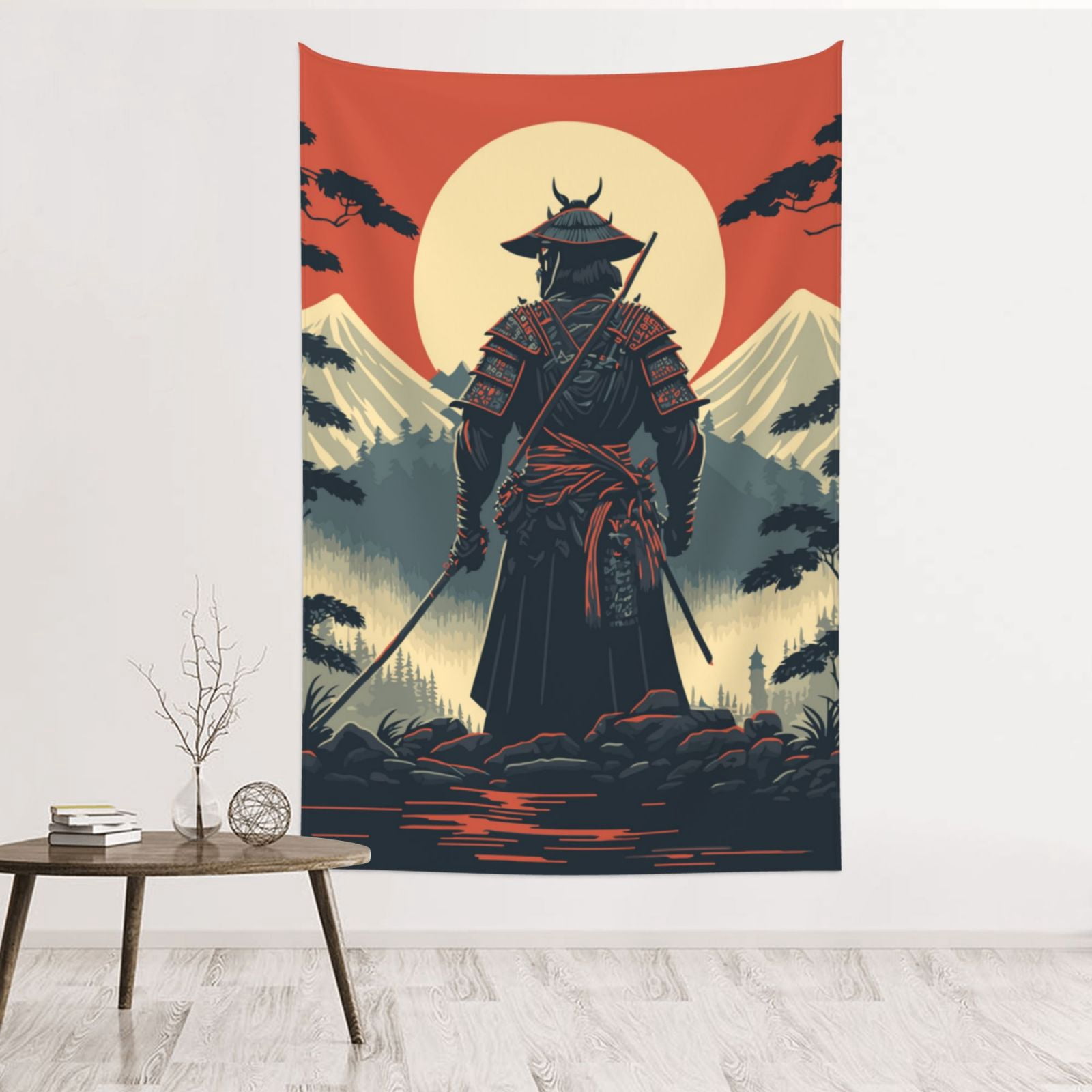 ZNDUO Samurai Sunset Pattern Tapestry, Wall Tapestries for Bedroom, 60 ...