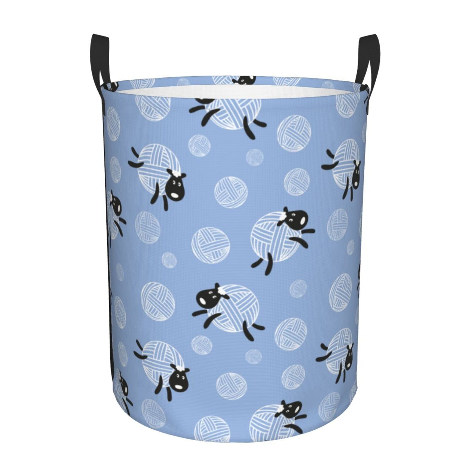 ZNDUO Sheep Wool Cartoon Blue Pattern Laundry Basket, Waterproof ...