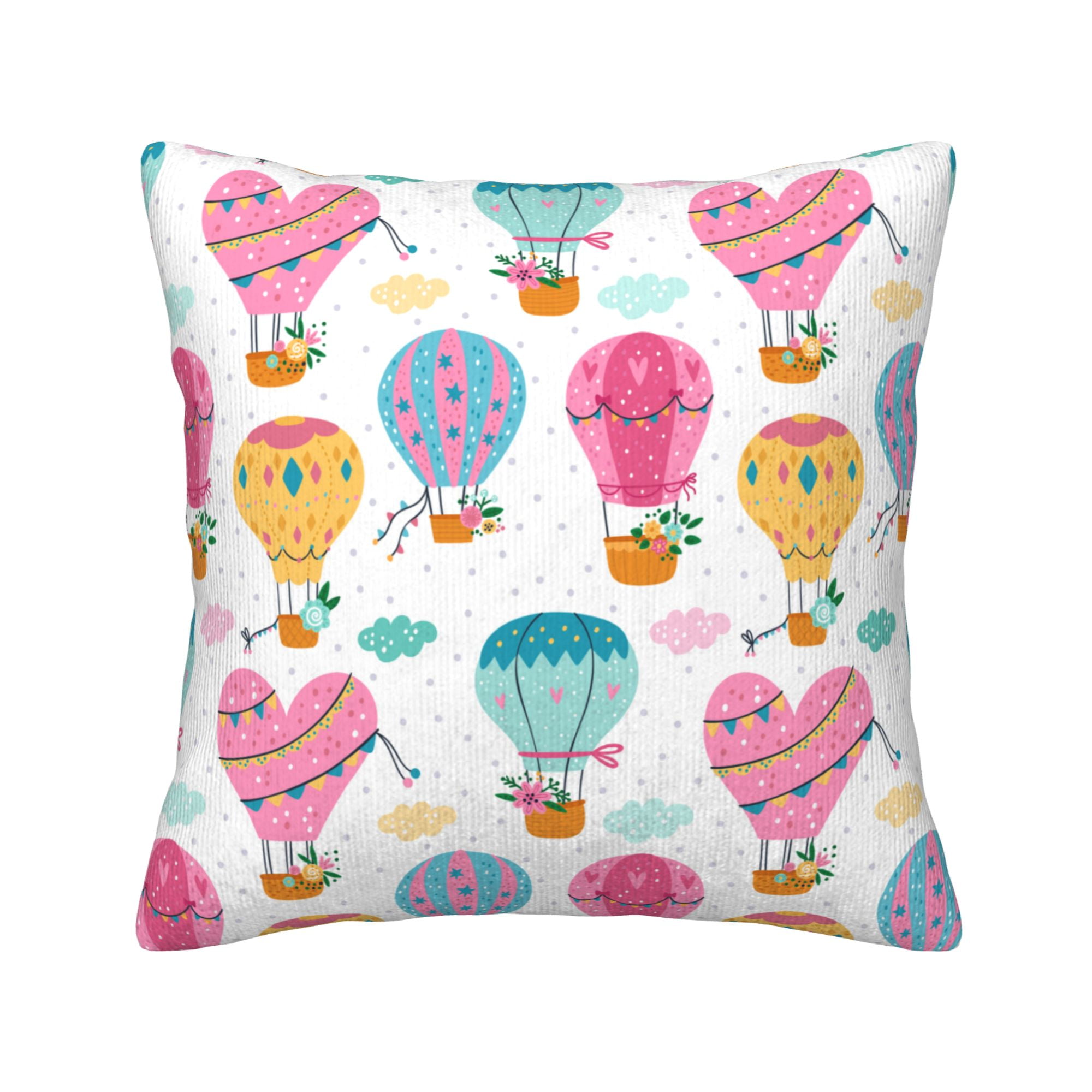 ZNDUO Square Home Decorative Throw Pillows, Corduroy Cute Hot Air ...