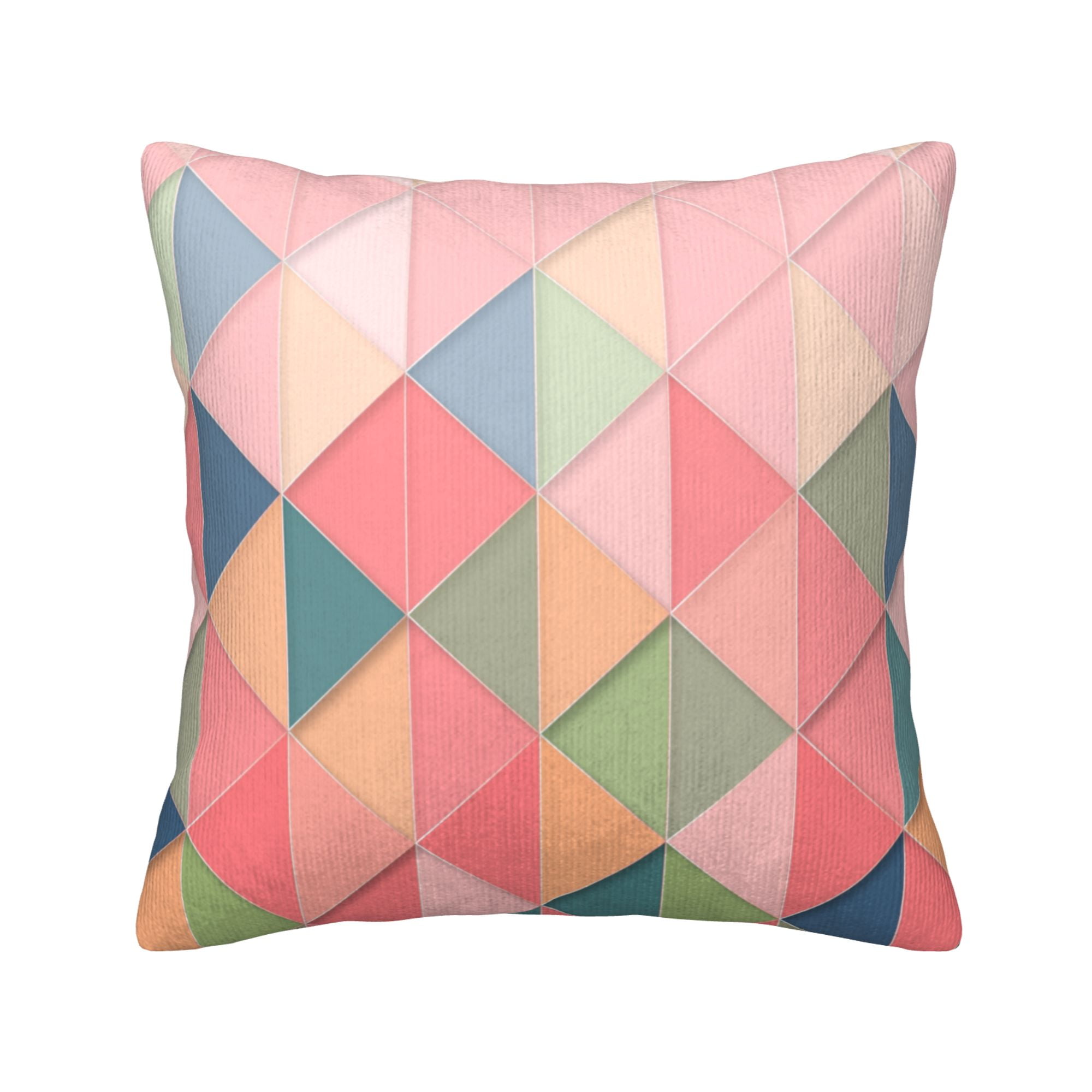 ZNDUO Square Home Decorative Throw Pillows, Corduroy Pink Triangle ...